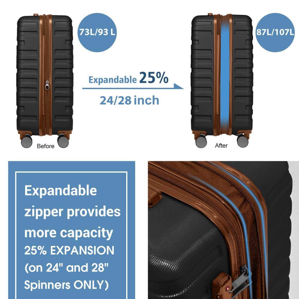 BreeBe Luggage Sets 6 Piece Hardside Expandable Suitcases with Two ...