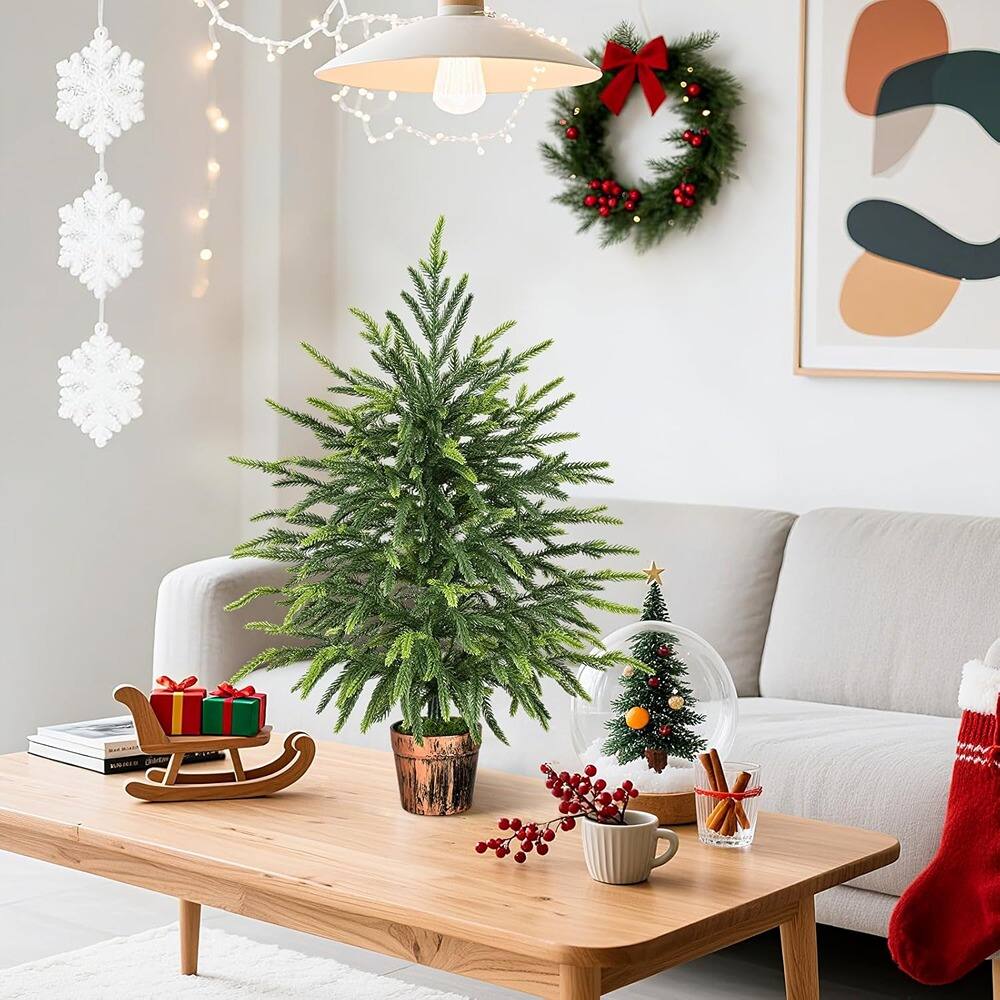 RTMB 2 FT Norfolk Pine Tabletop Christmas Tree with Real Touch PE ...