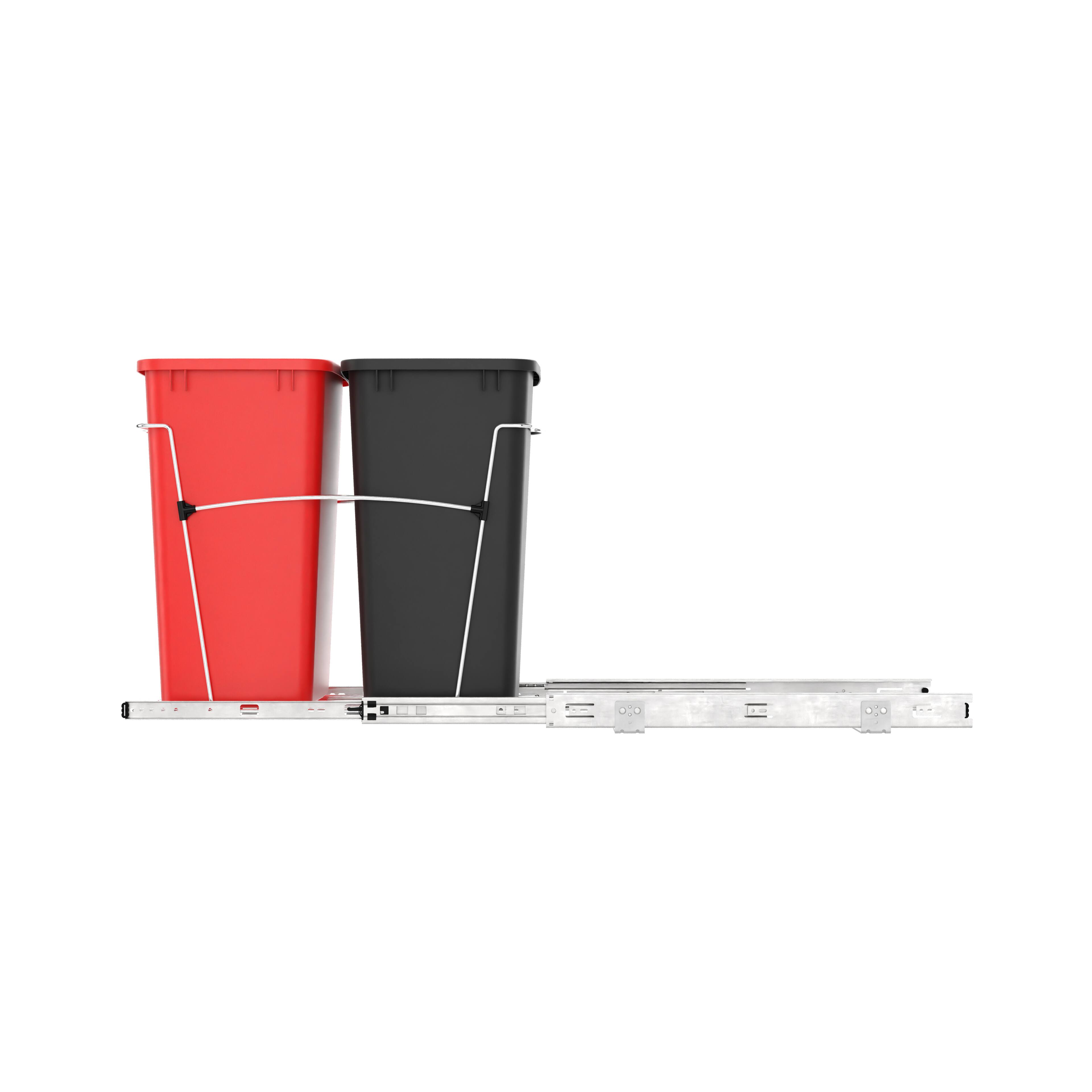 Rev A Shelf Double Pullout Trash Can 35 qt. for Kitchen, Red, RV 18KD ...