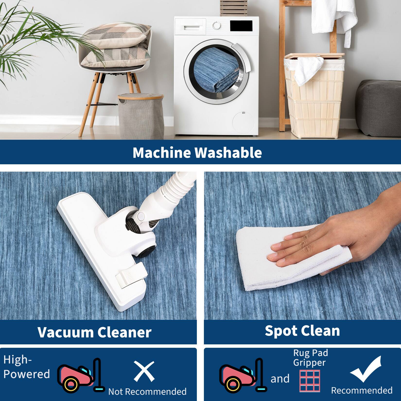 GARVEE Modern Soft Solid Tone Area Rug Scalloped Edges Machine Washable ...