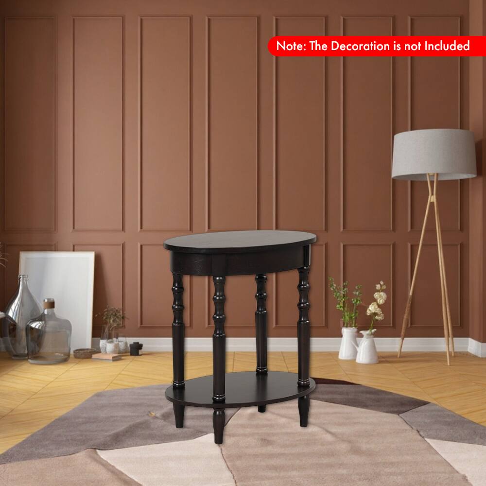 Hivvago Contemporary 2 Tier Oval Accent Table with Storage Shelf and ...