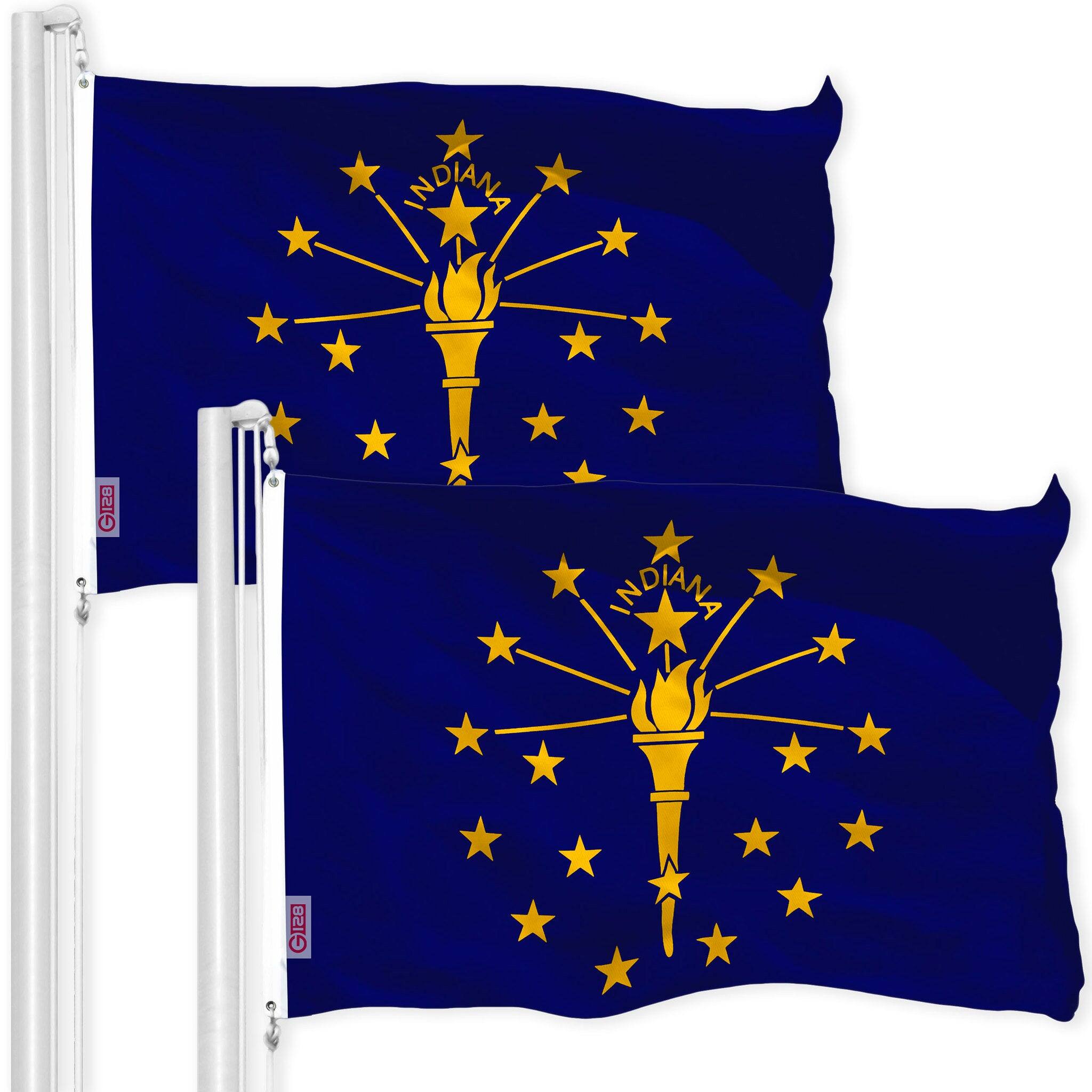 G128 Indiana State Flag 3 x 5 ft 2 Pack 150D Polyester with Brass ...