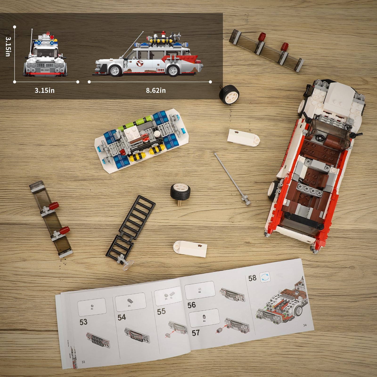 EZTW1 Ghost Car Ecto 1 Building Blocks Kit For Adults Compatible With ...