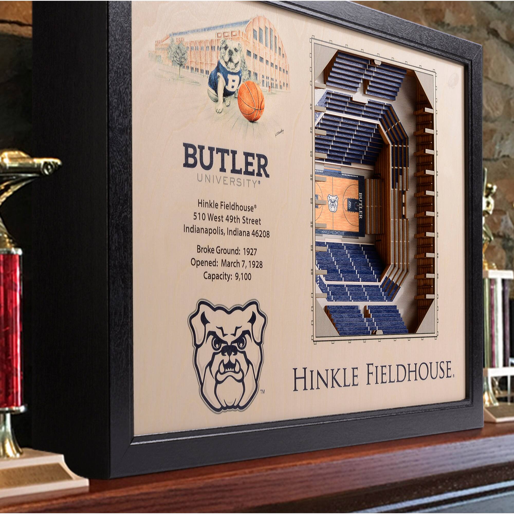 YouTheFan Butler Bulldogs 25.5" x 19.5" Hinkle Fieldhouse Stadium Views Wall Art Multicolor ...