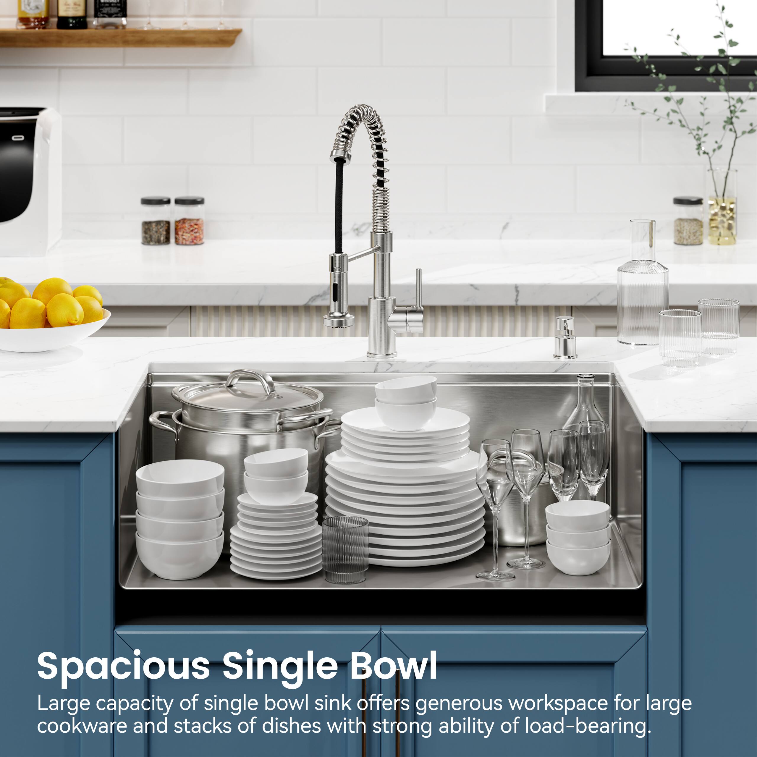 APRILSOUL Stainless Steel Kitchen Sink Single Bowl Undermount Handmade ...