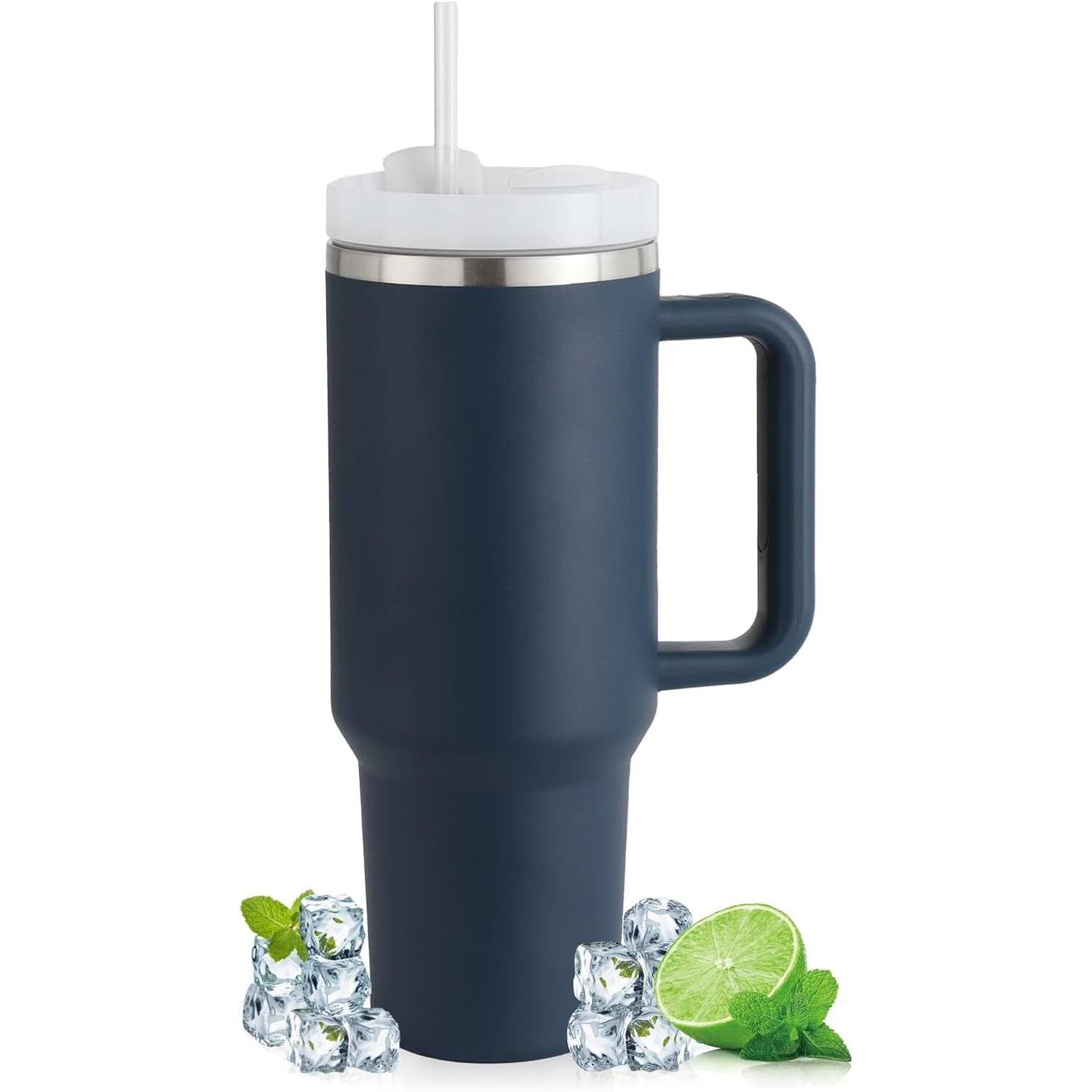 PARKER SLATER 40oz stainless steel tumbler with handle and straw lid, vacuum insulated, reusable ...