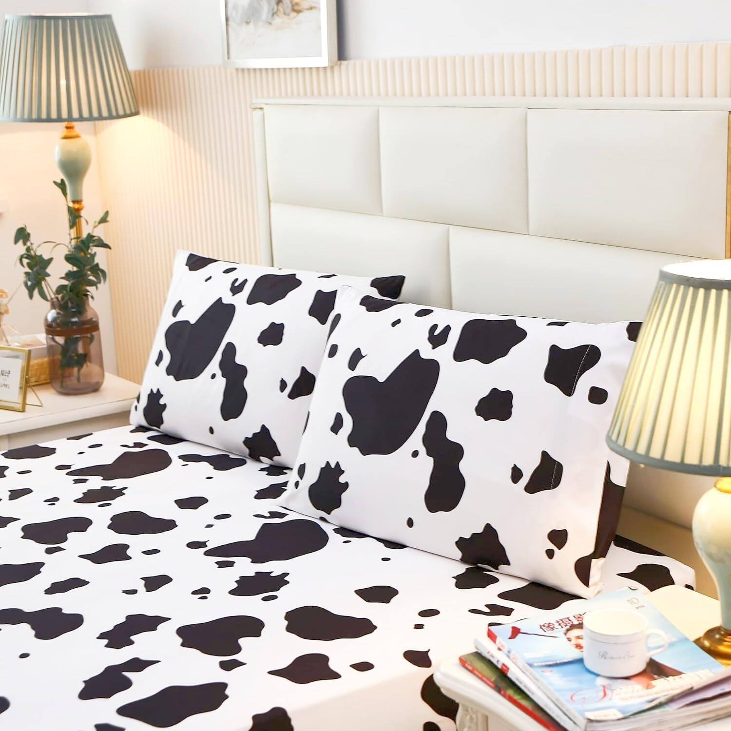 Dapper Styles Milk Cow Print Stuff Bedding Fitted Sheet Set Size ...