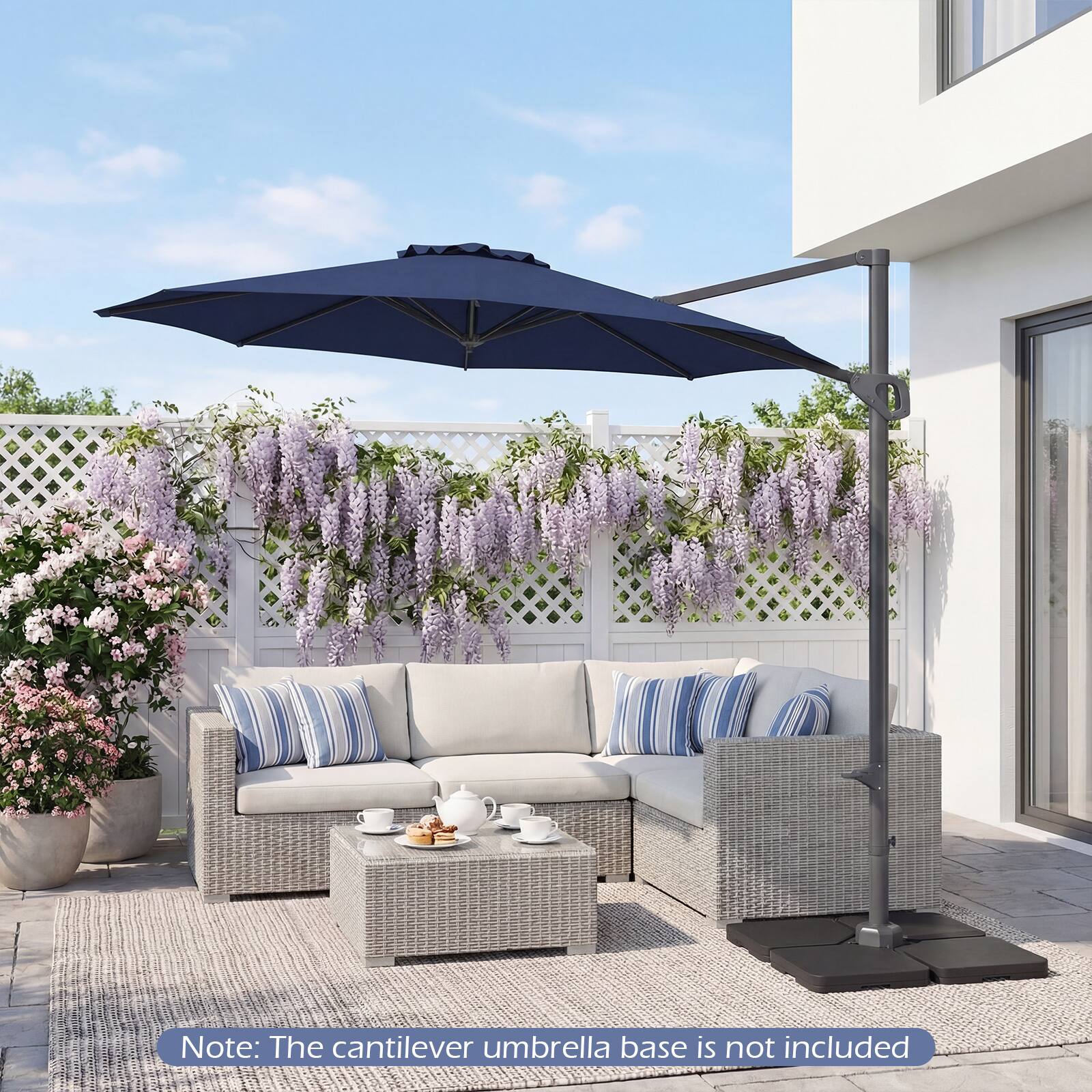 Costway 10 FT Patio Cantilever Umbrella with 360° Rotation, Easy Tilt ...