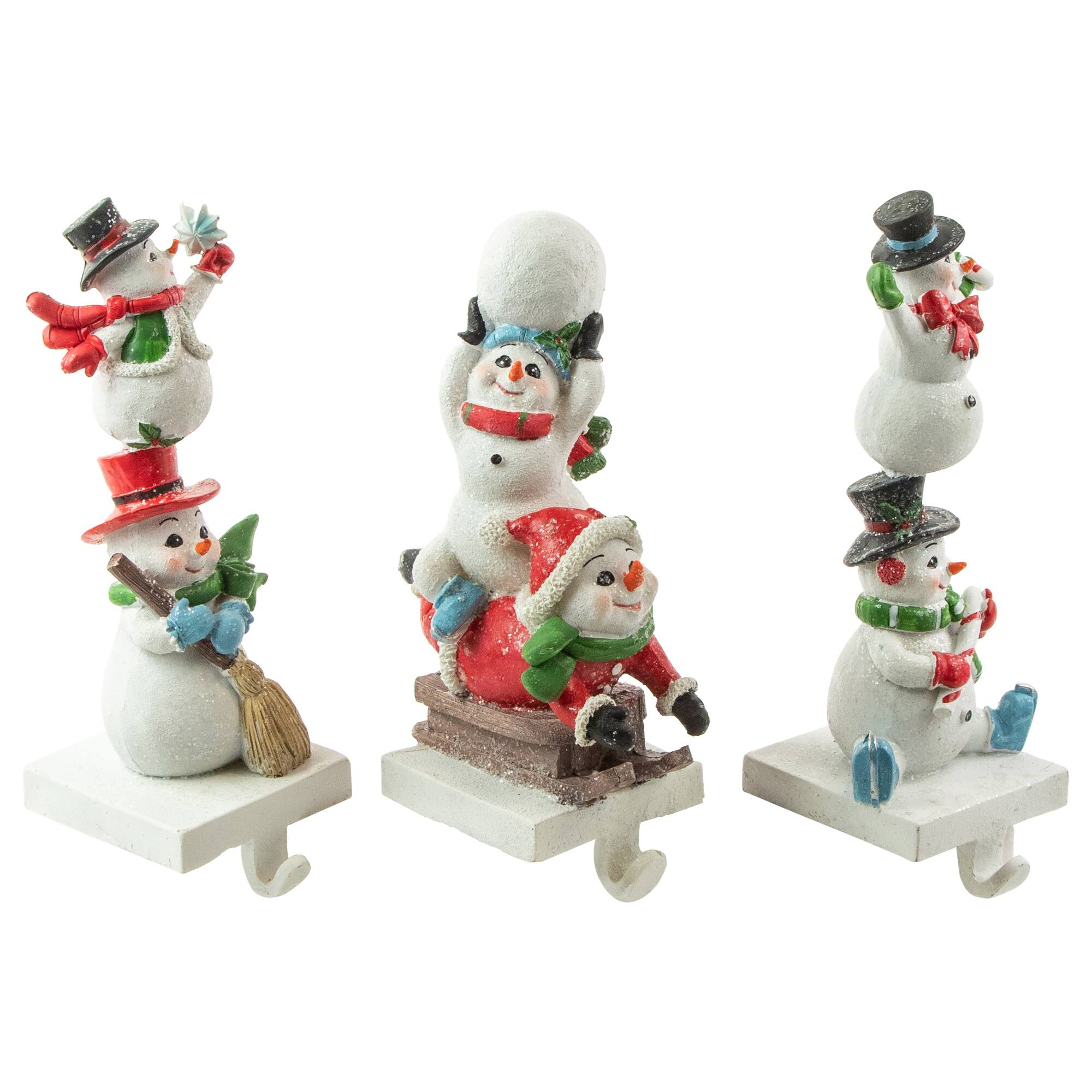 Northlight Set of 3 Snowmen Christmas Stocking Holders 9" White ...