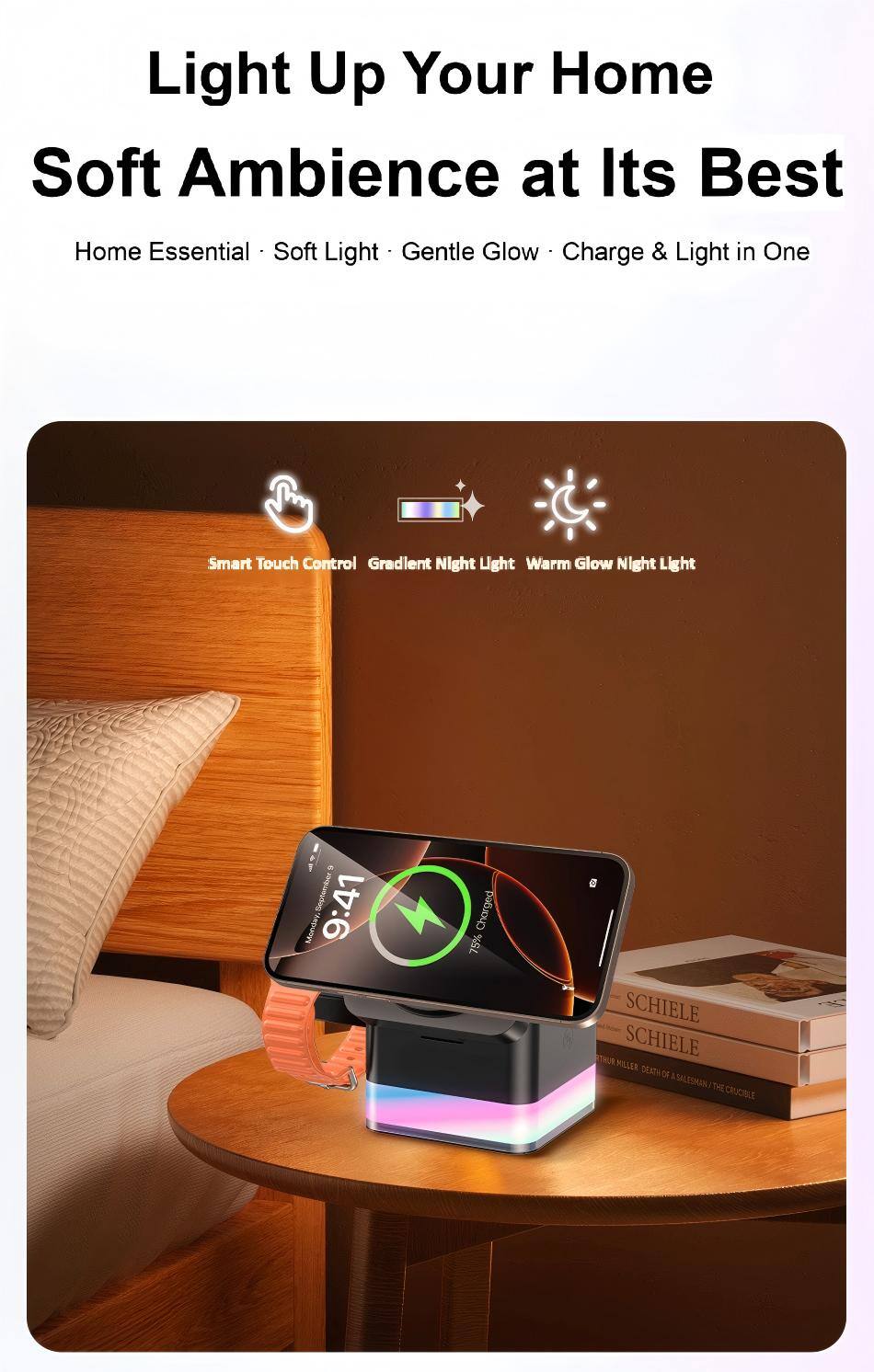 SKONYON 3 in 1 20.5W Magnetic Wireless Charging Station with Pop Up ...