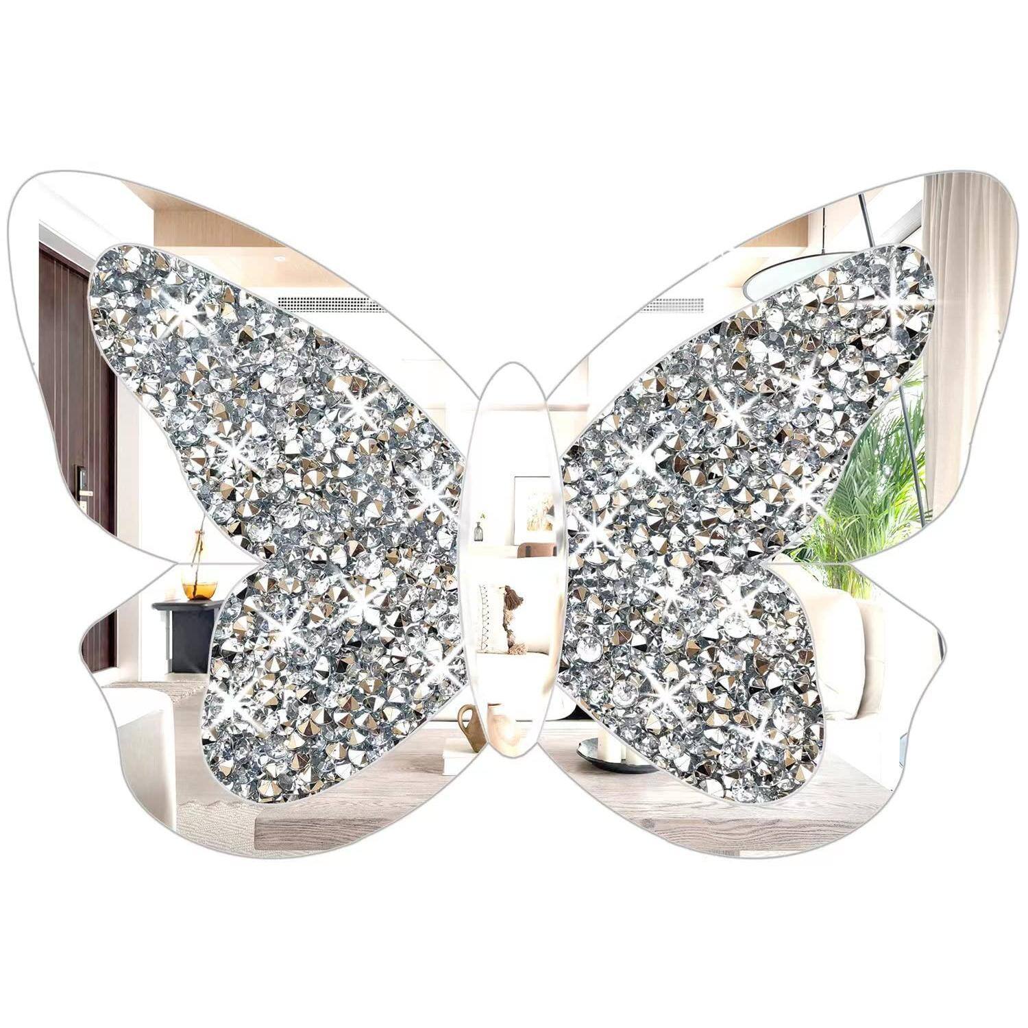Comfort Essence Butterfly Shaped Mirror For Home Decor Crystal Crushed ...