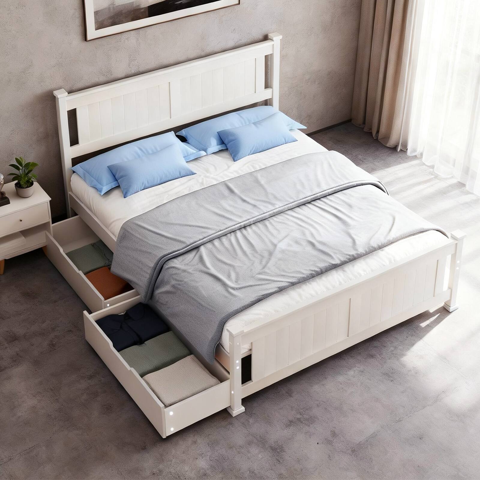 queen size bed frame with drawers cheap - Best Buy