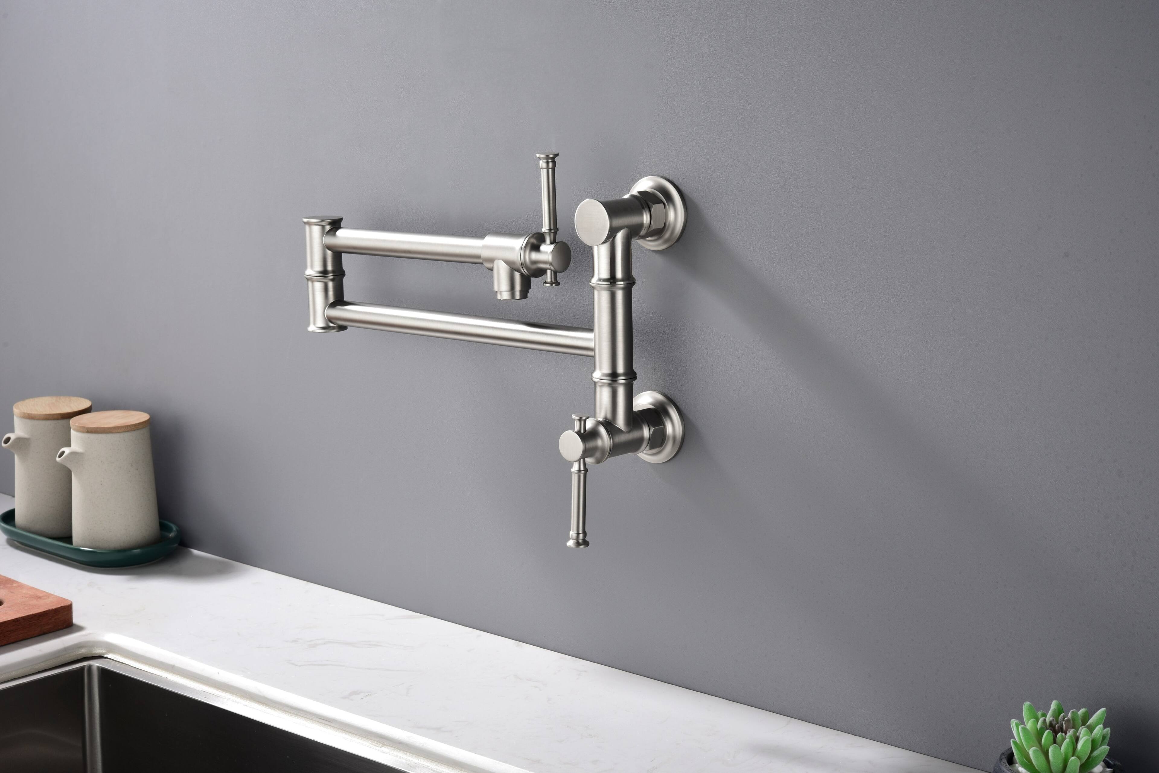 Wall mounted Pot Filler Faucet Modern Brass Pot Filler Two Attachment ...