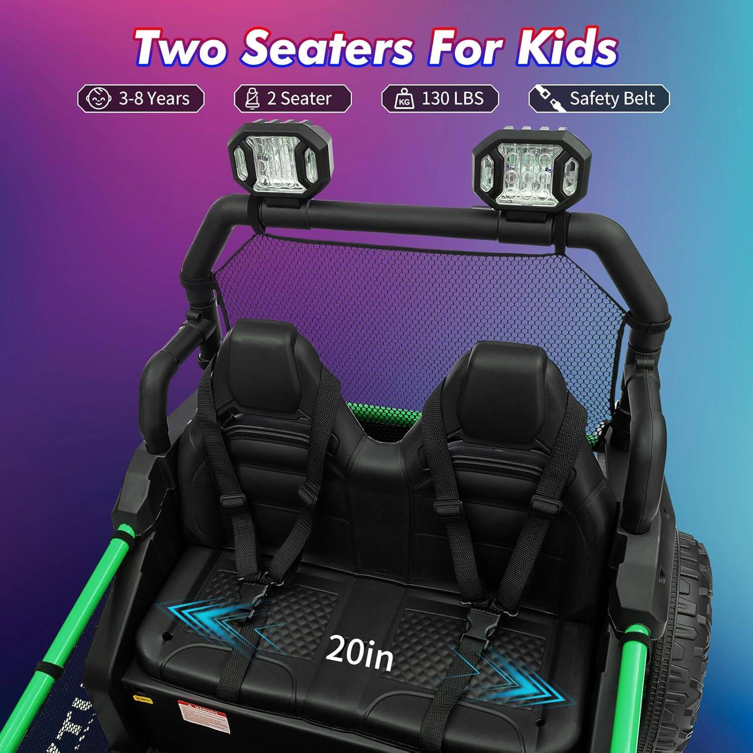 Qeetex 2 Seater Kids Ride On Utv Car,24V 2WD Ride On Car Truck with ...