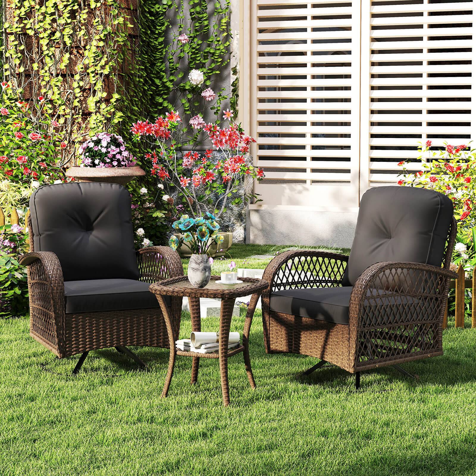 Alt View 3. Costway - Costway 3 PCS Patio Swivel Rocker Set Gliding ...