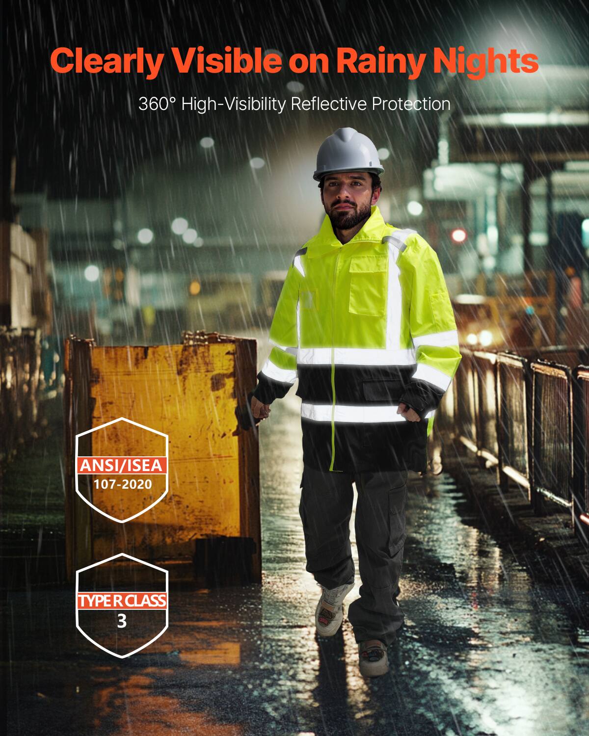 VEVOR High Visibility Reflective Safety Jacket, Waterproof Safety ...