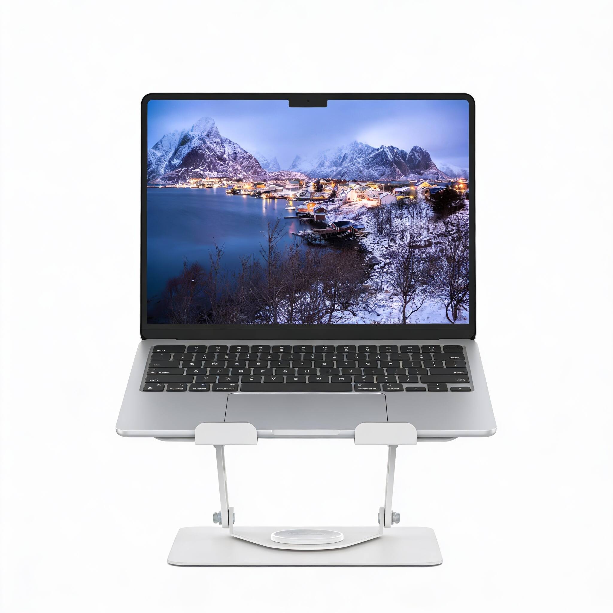 Frangdom 360 Rotating Foldable Laptop Stand Adjustable Riser Silver 360° rot 10 17" 9.45x9.45x1 ...