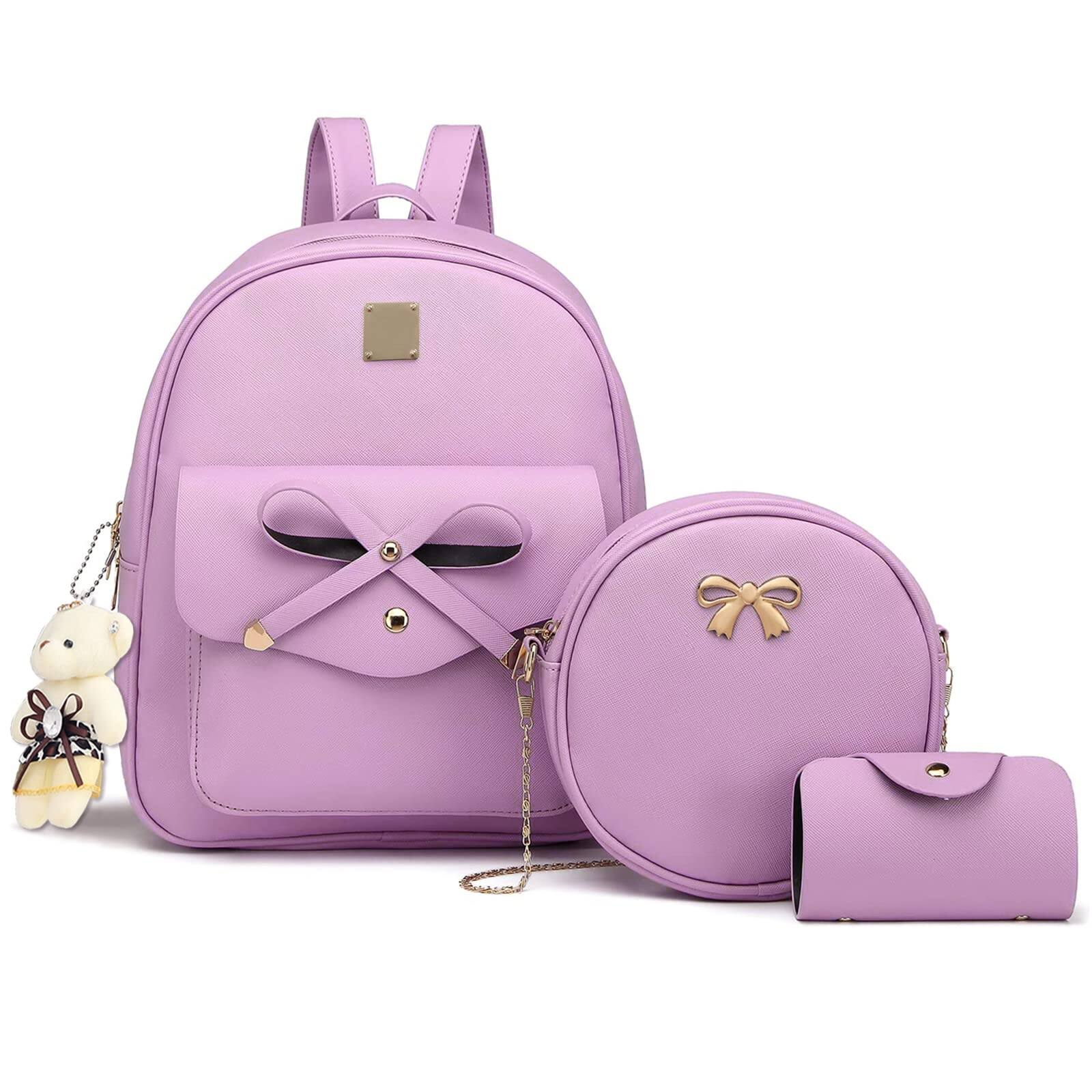 Pacoar Cade Mini Backpack For Women Bowknot Leather 3 pcs Cute Small ...