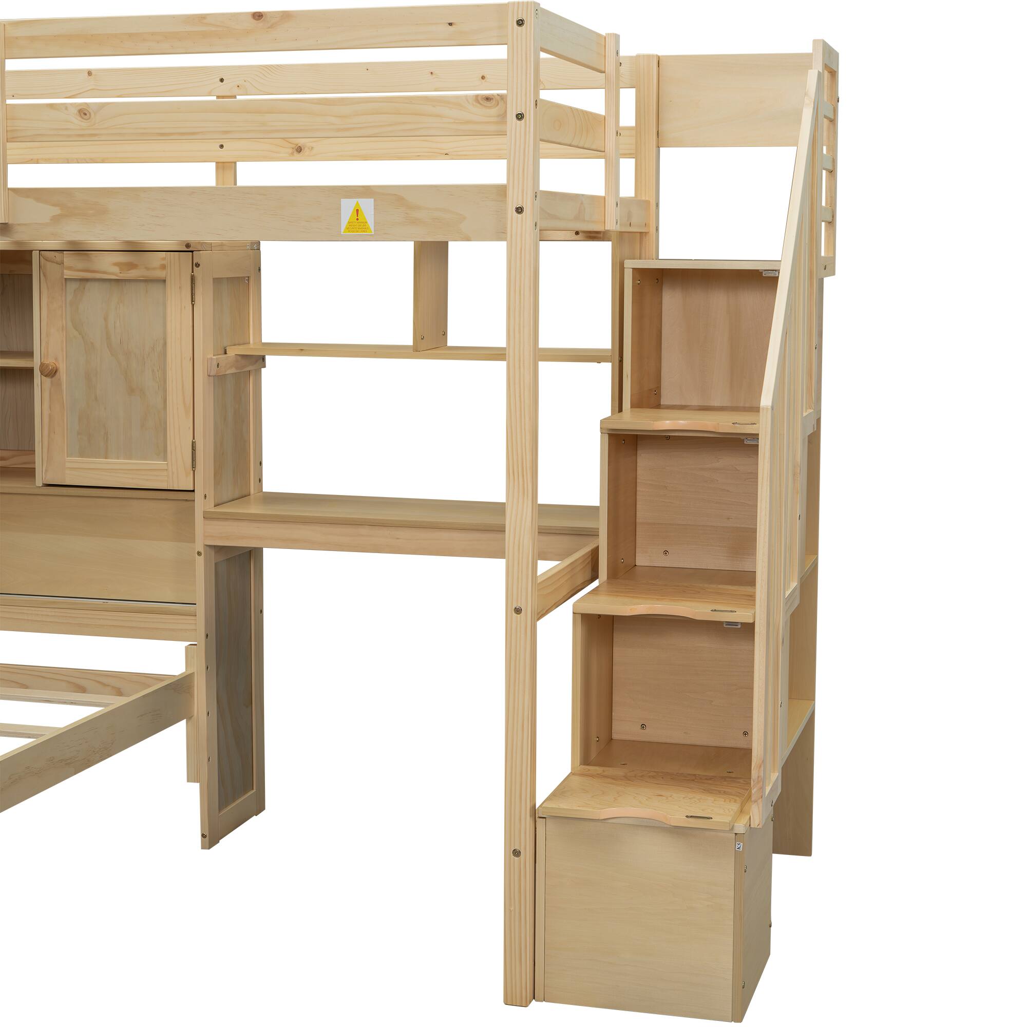 Tiramisubest Twin over Twin Loft Bed with Desk, Staircase, Storage ...