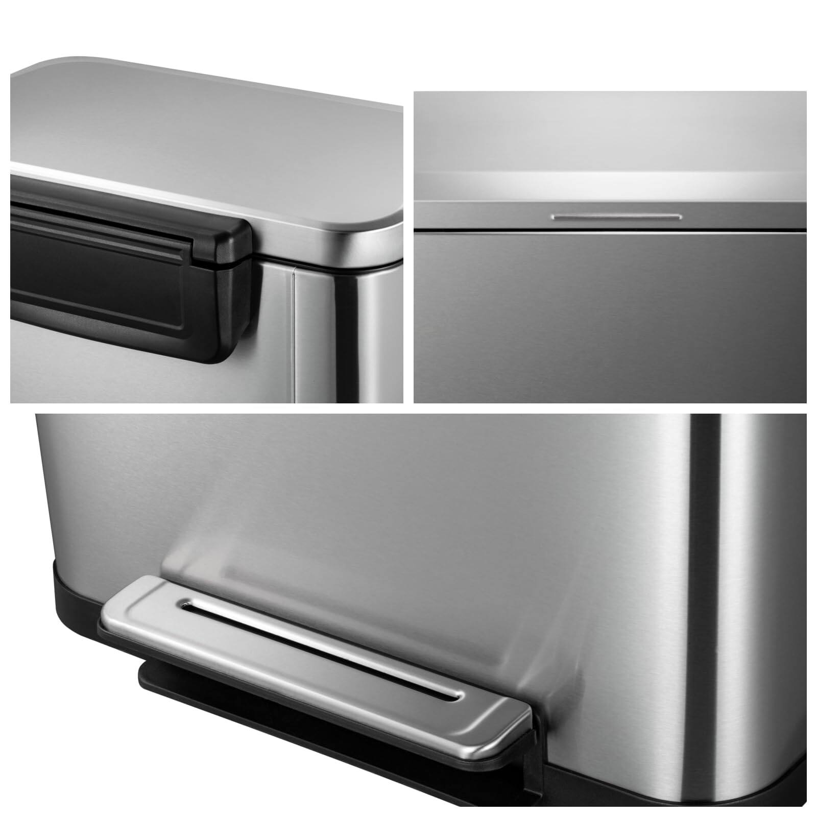 Acekool 13 Gallon / 50L Kitchen Trash Can, Stainless Steel Rectangular ...