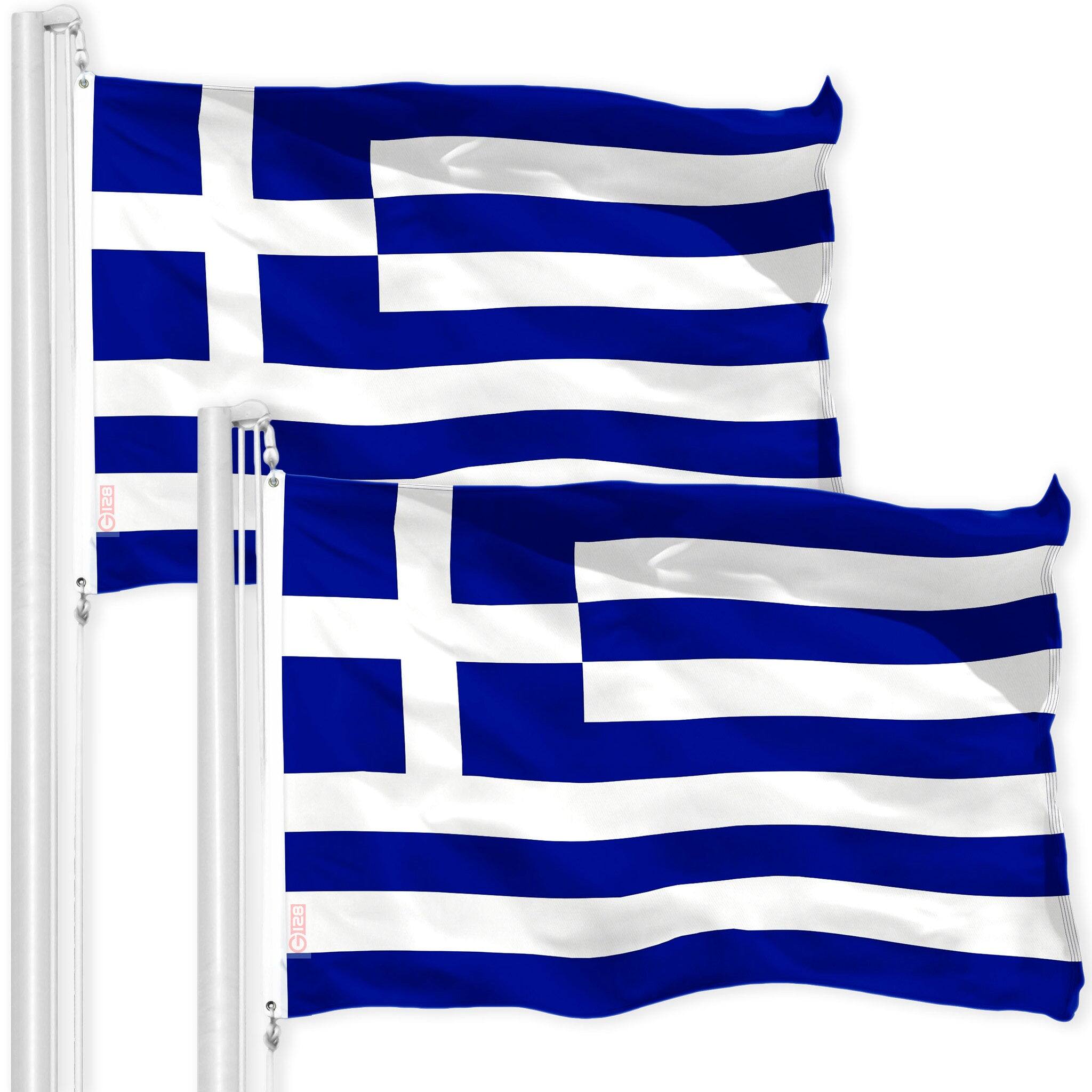 G128 Greece Flag 3 ft x 5 ft 2 Pack 150D Printed Polyester Assorted ...