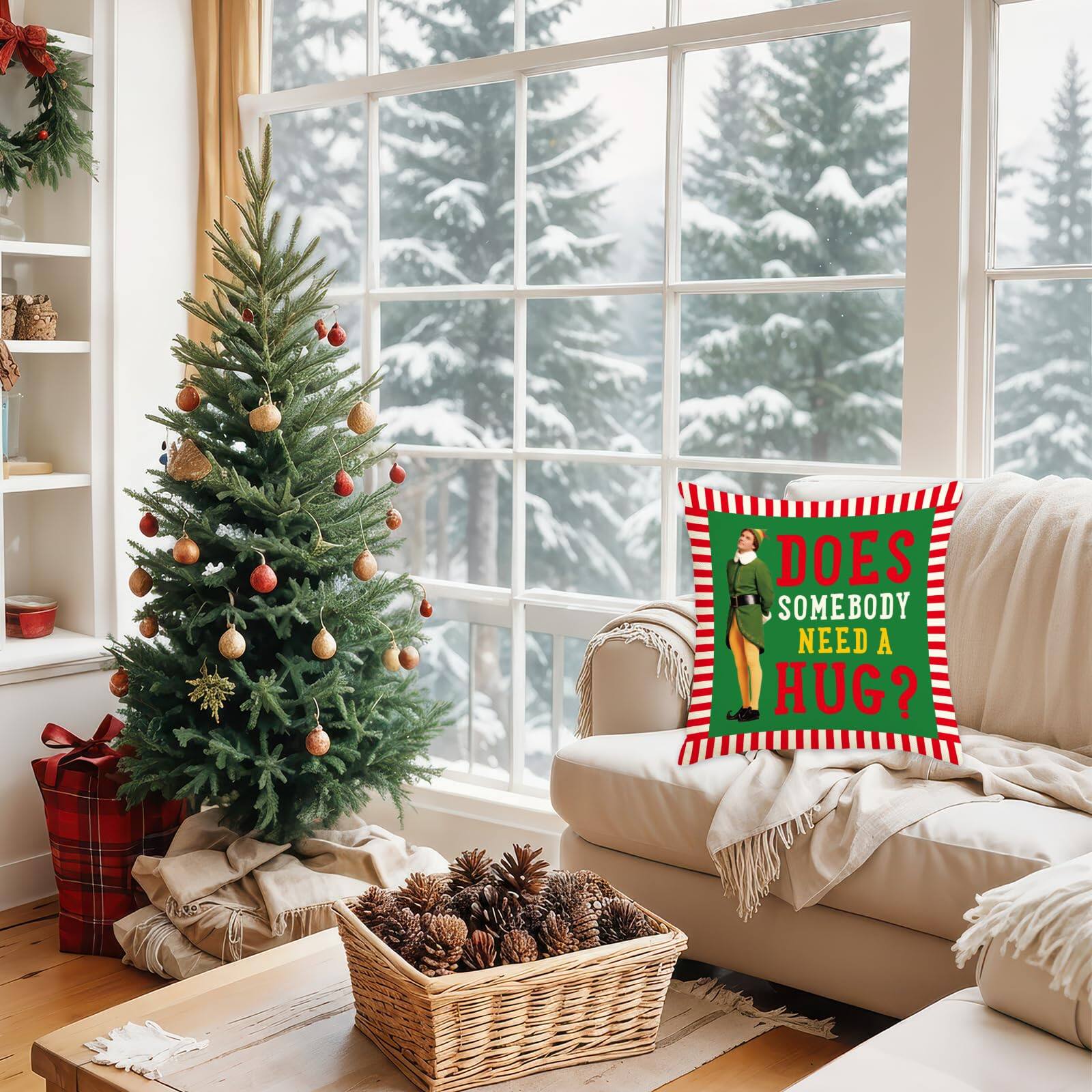 Paradigms Interiors Buddy The Christmas Decorations Funny Pillow Covers ...