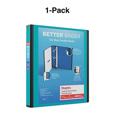 Staples 1 1/2" 3 Ring Better Binder, D Ring Teal ST55868-US - Best Buy
