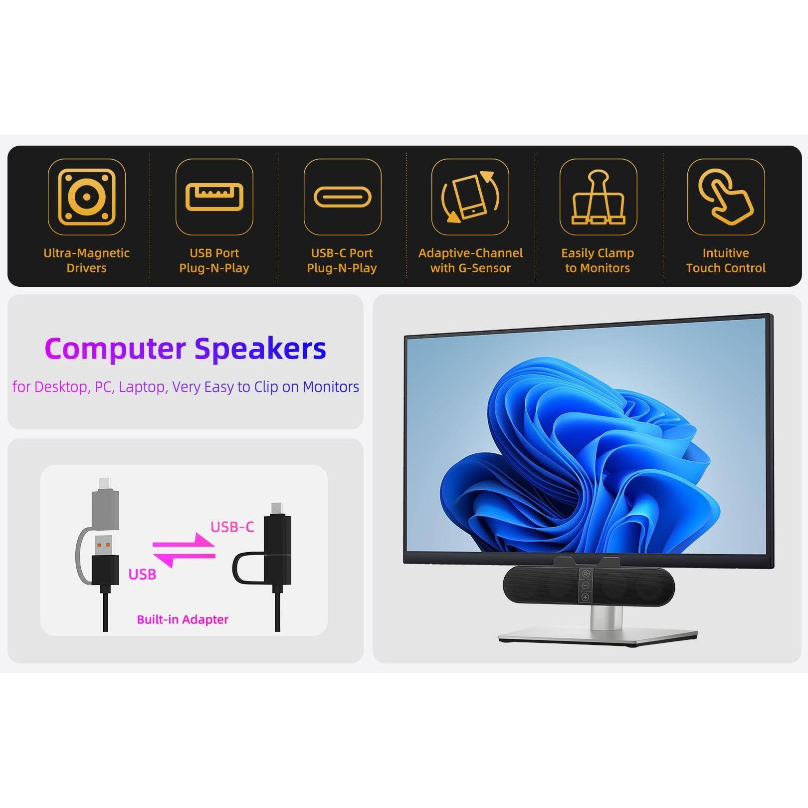 Cozy Serene Usb Computer Speakers For Desktop Pc Monitor Usb Plug in ...