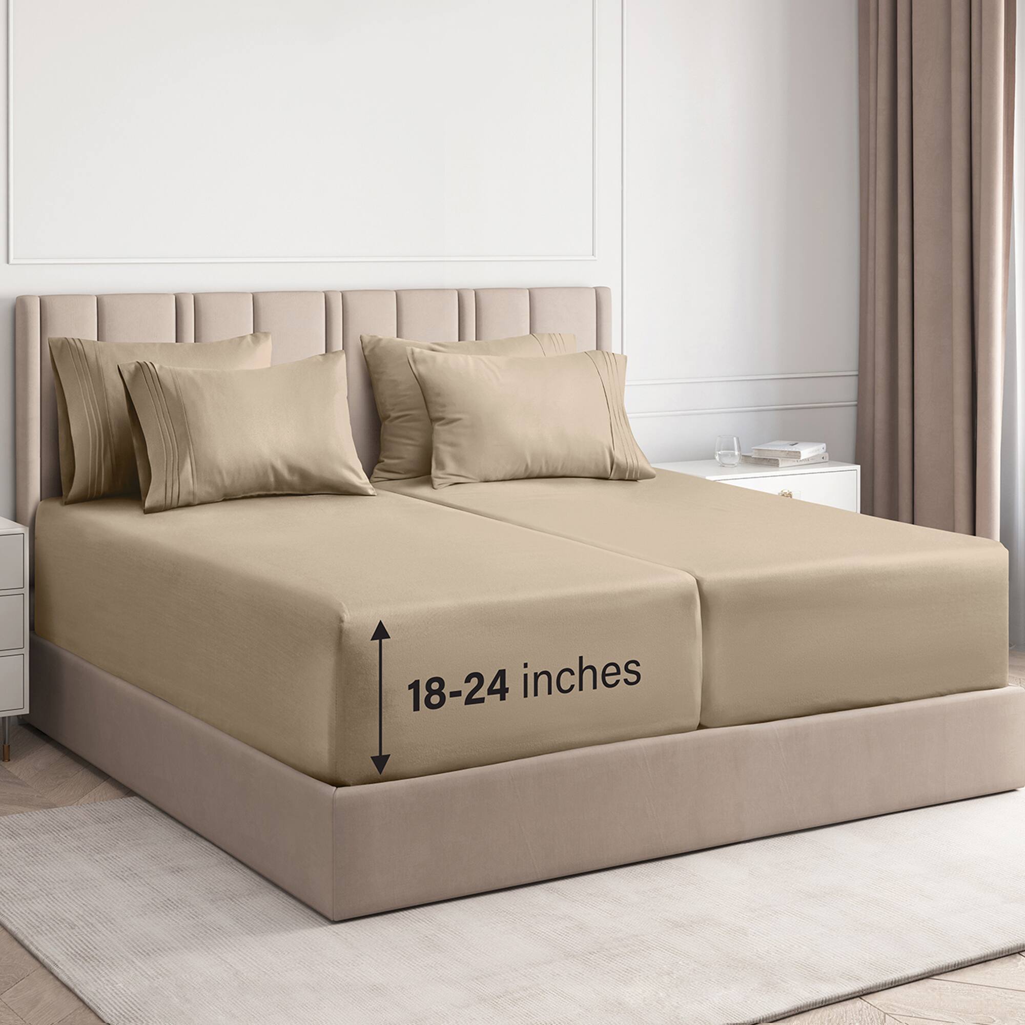 CGK Linens 6 Piece Sheet Set Extra Deep Pocket for 18" 24" Mattresses ...