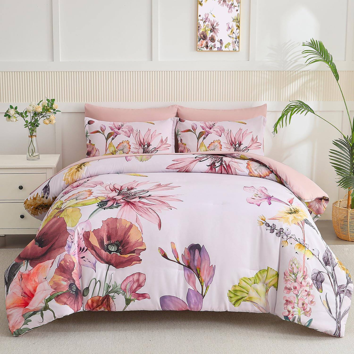 Dapper Styles - Bed In A Bag Comforter Set Botanical Floral Bedding ...