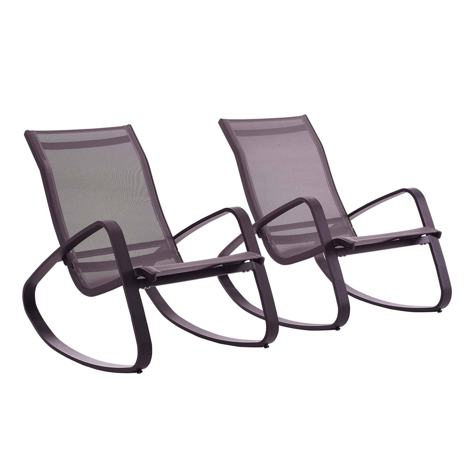 Traveler Outdoor Patio Mesh Sling Rocking Lounge Chair Set of 2 by ...