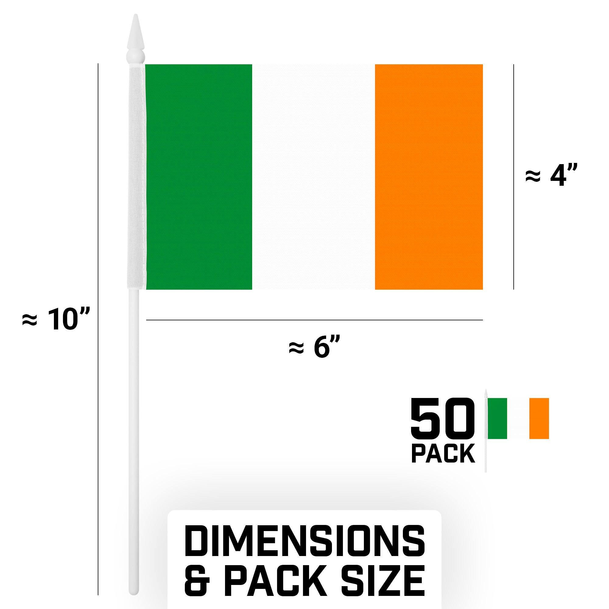 G128 50 Pack Handheld Ireland Flags 4x6 in Printed 150D Polyester ...