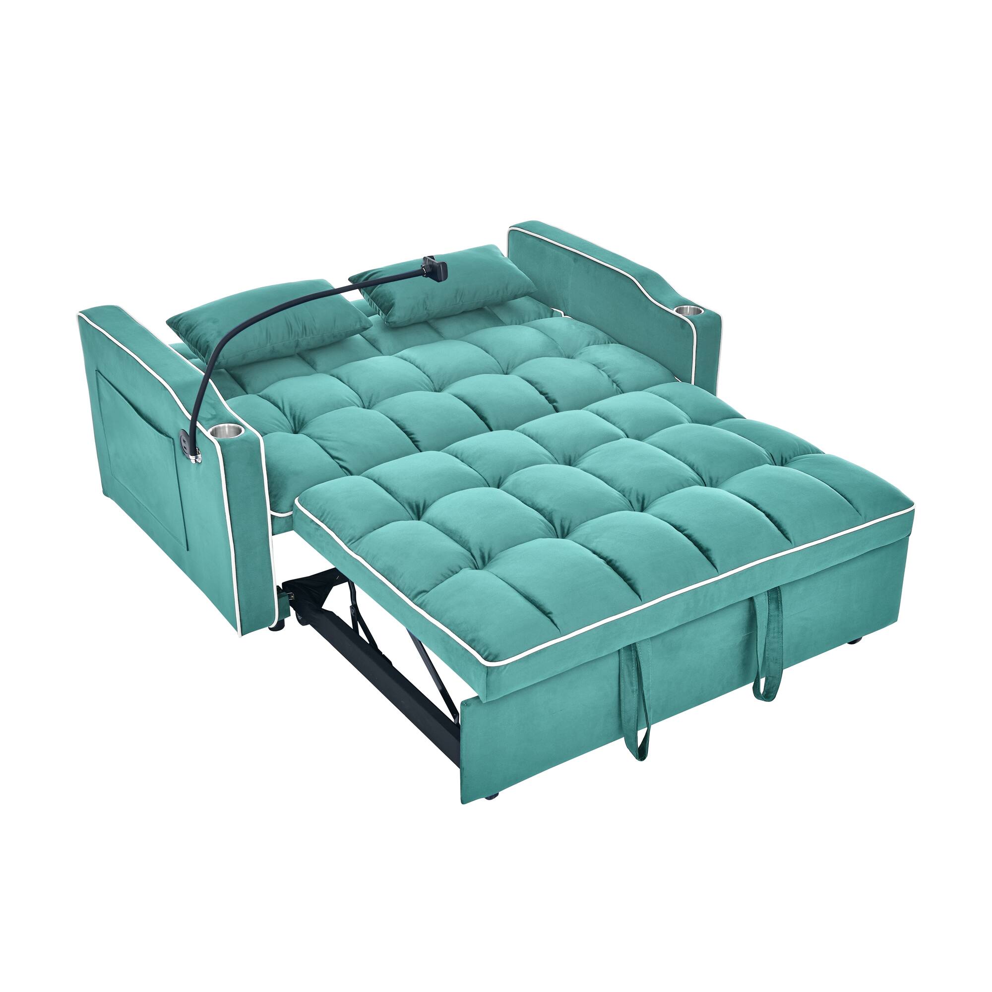 Tiramisubest Modern Velvet Versatile Foldable Sofa Bed in 3 Lengths ...
