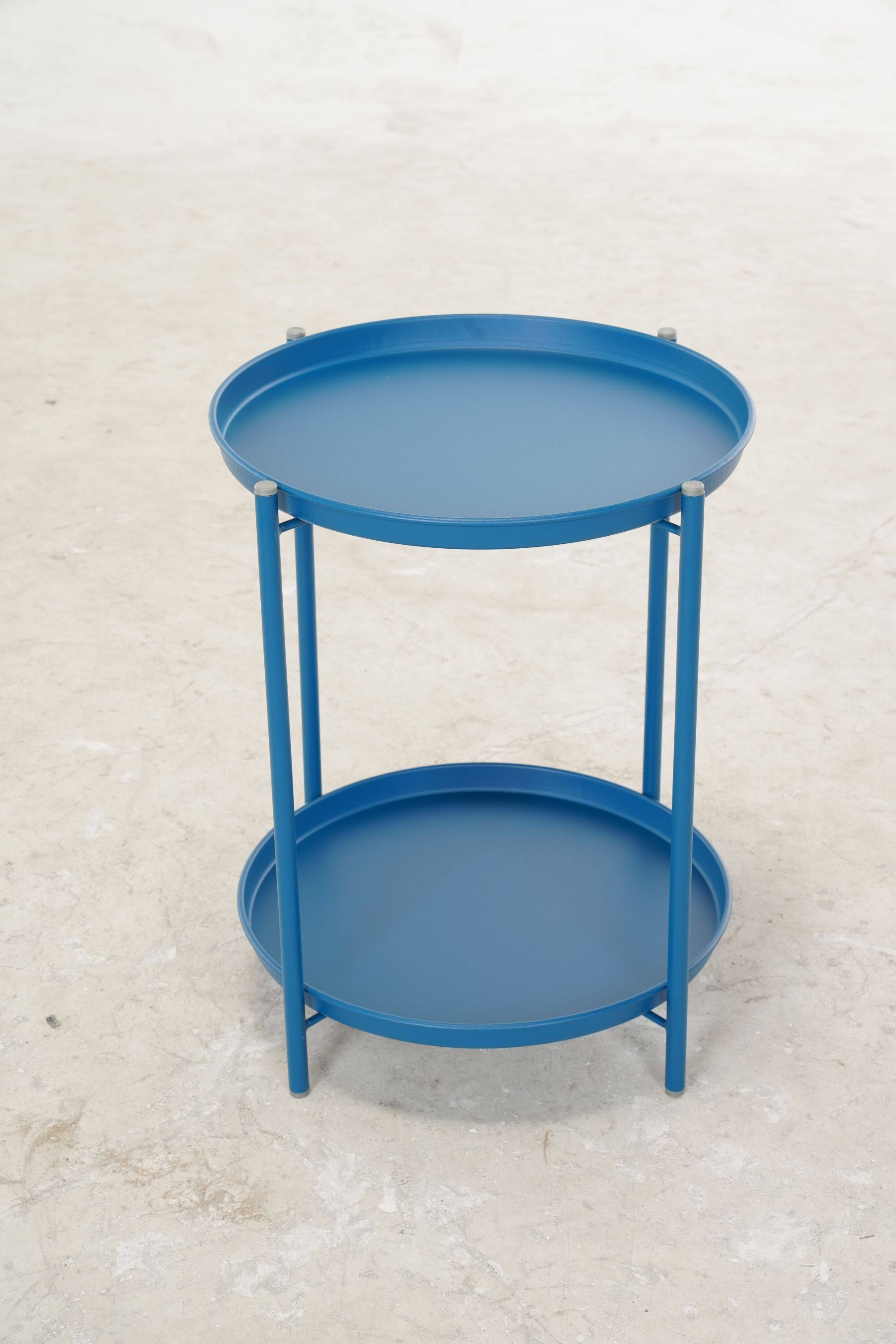 DOMETOUR 2 Tier Outdoor Steel Patio Side Table Peacock Blue MD7849778 ...