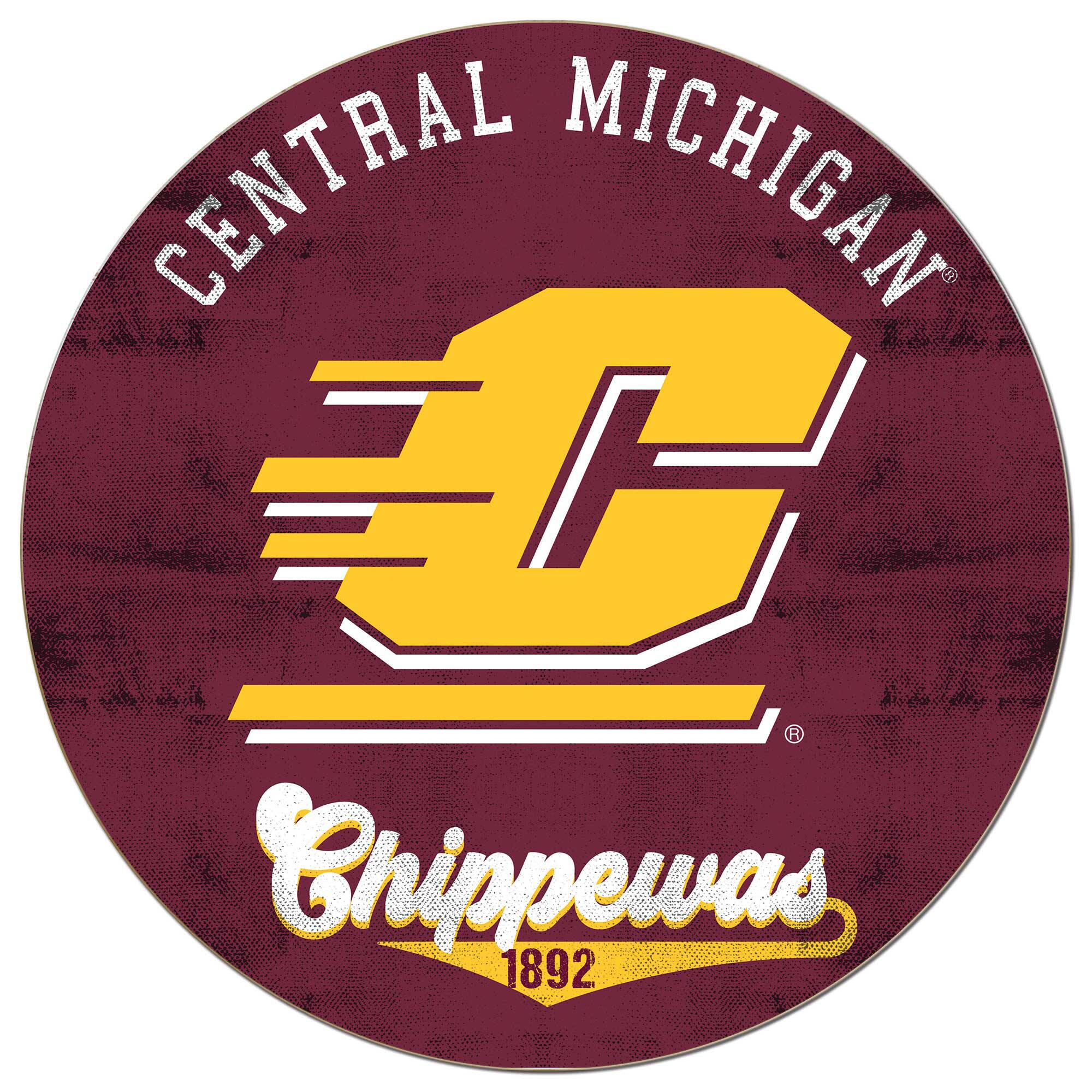 Jardine Central Michigan Chippewas 20'' x 20'' Retro Logo Circle Sign ...