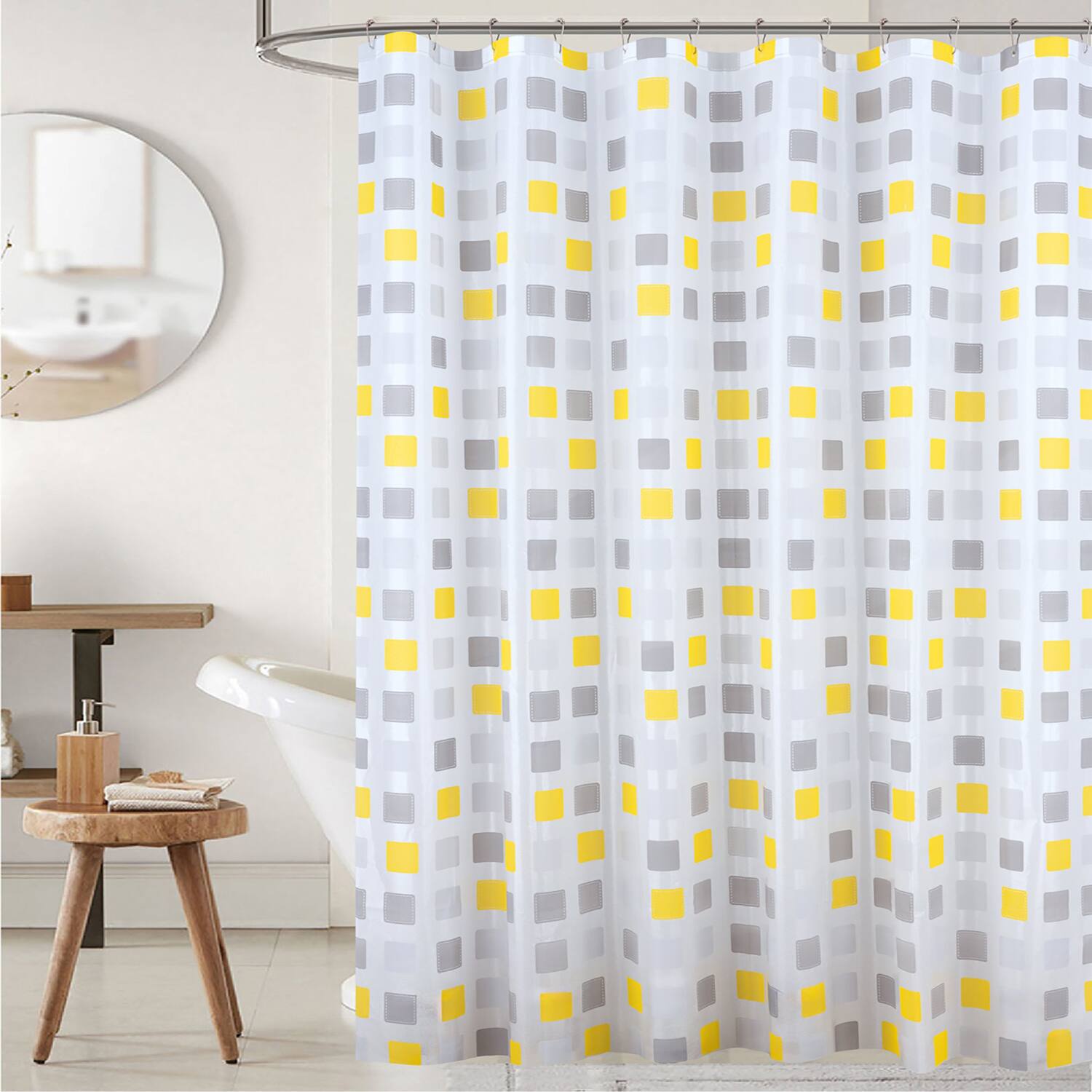 RT Designers Collection 90GSM Peva Glit Printed Tiles Shower Curtain 70 ...