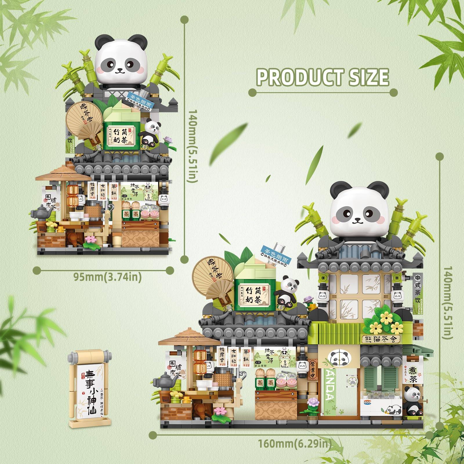 Jadie Link Street View Tea Shop Building Blocks Moc Creative Toys Cute Panda Animals Set ...