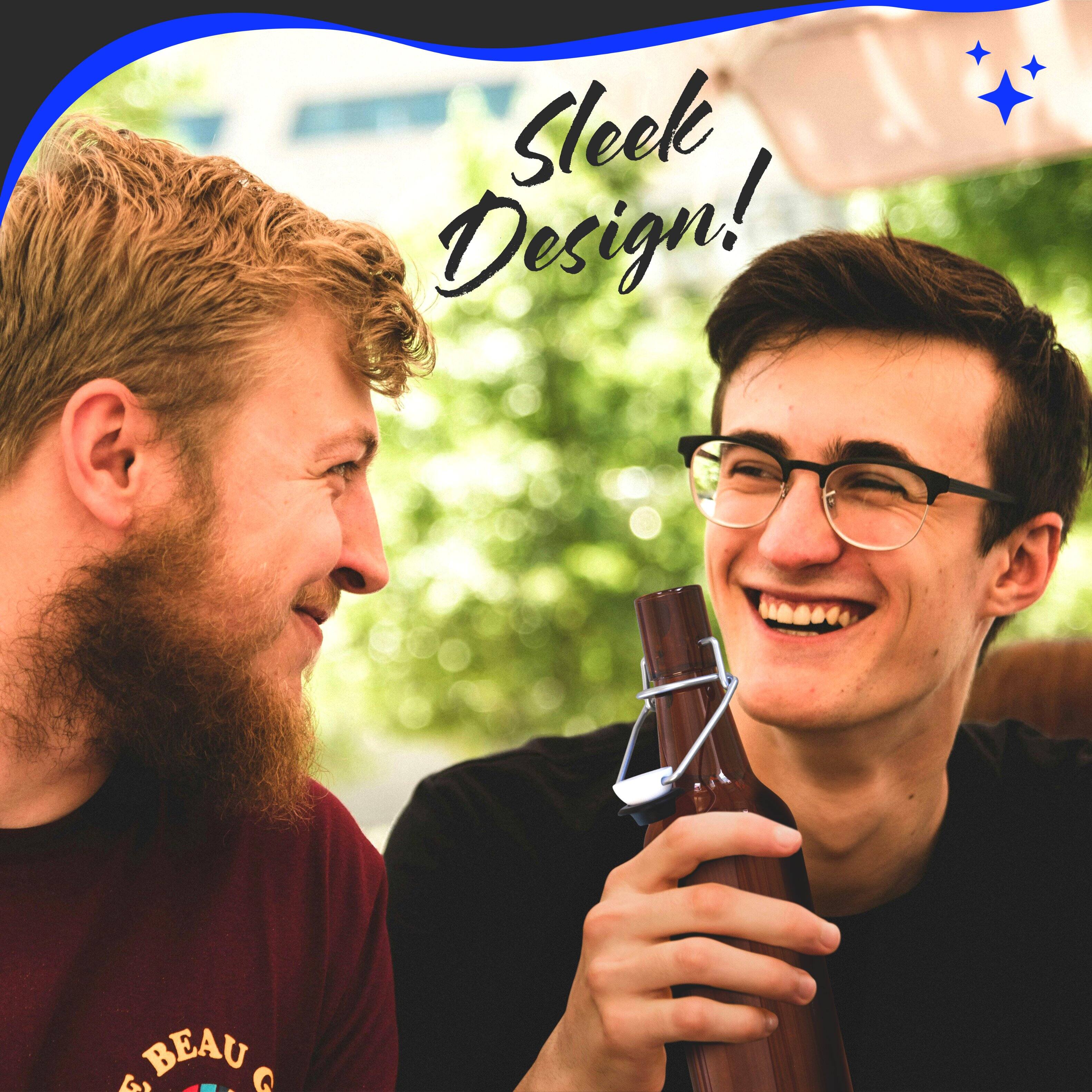 Nevlers 16 Oz. Swing Top Amber Glass Beer Bottles with Bottle Brush ...