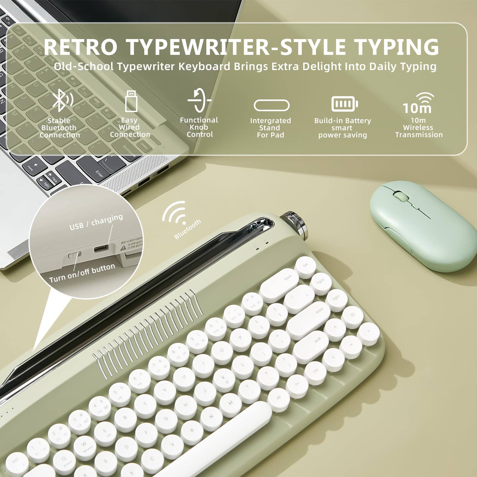 Cedar Assembly Upgraded Wireless Typewriter Retro Aesthetic With ...