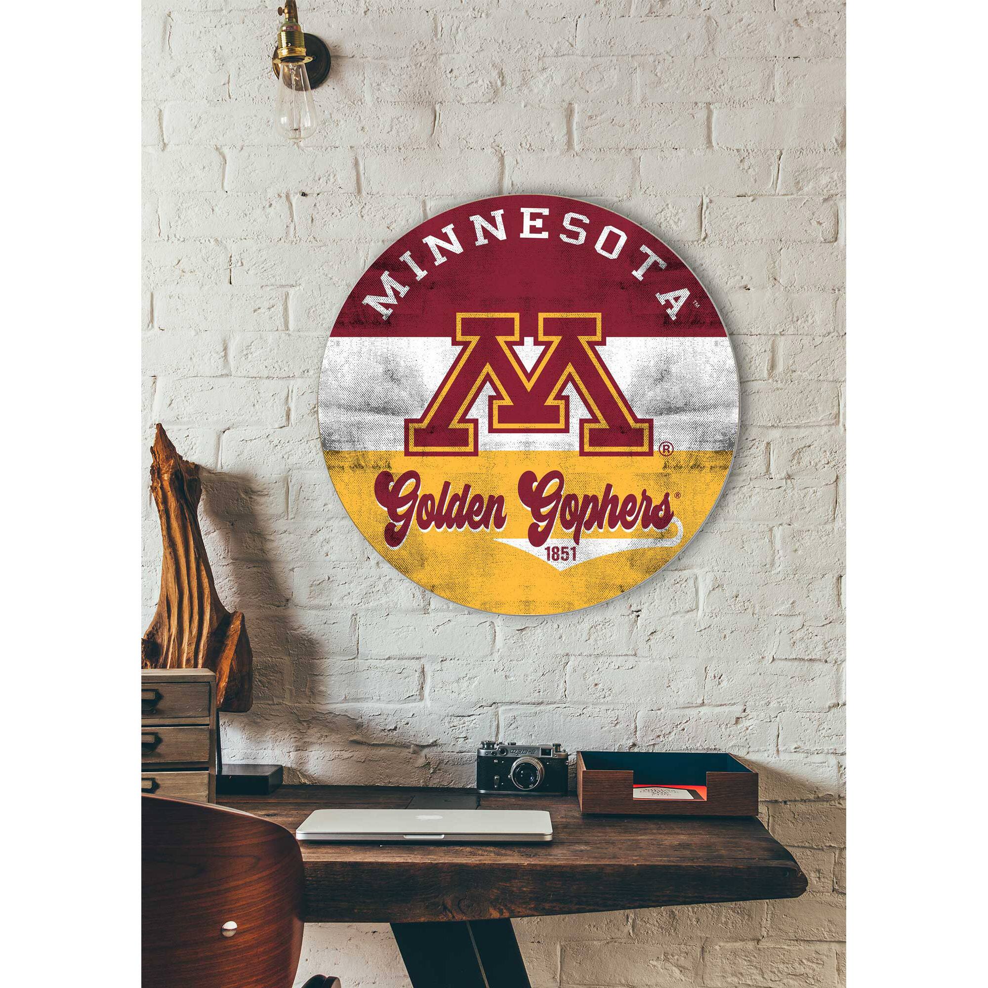 Jardine Minnesota Golden Gophers 20'' x 20'' Retro Logo Circle Sign ...