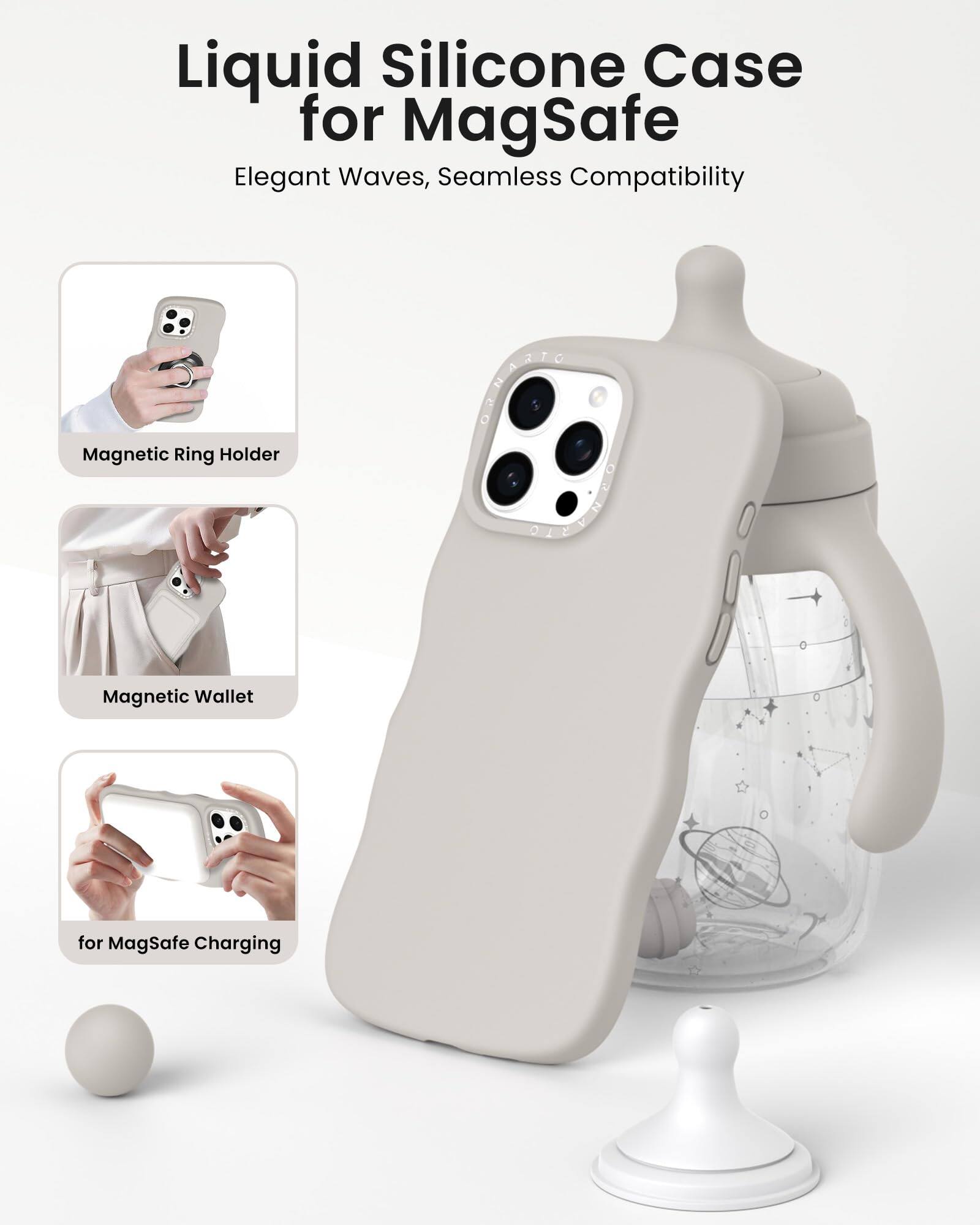 Ornarto for iPhone 16 Pro Max Case 6.9", Wavy Liquid Silicone Protection Case with Camera ...