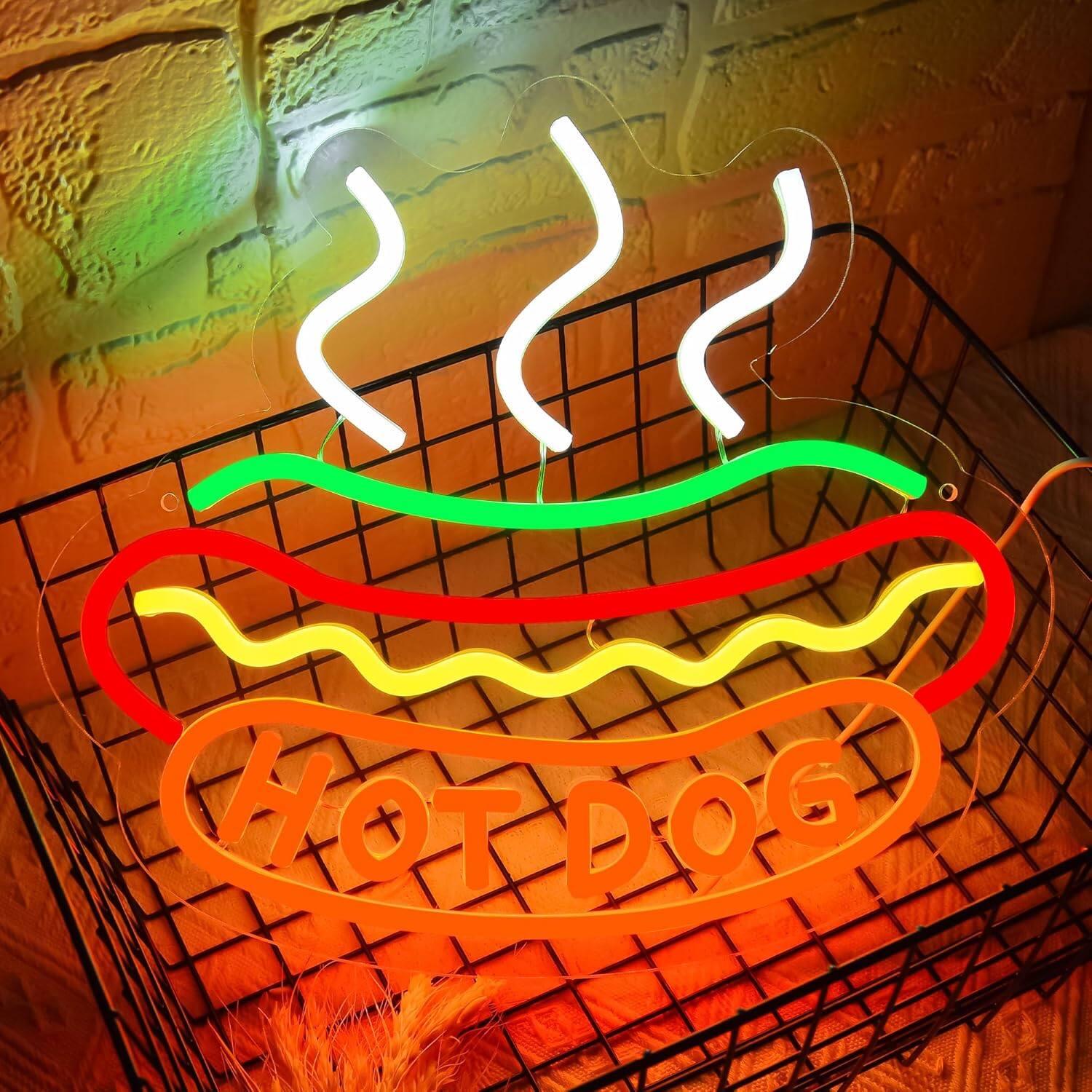 Auledio Hot Dogs Neon Sign for Wall Decor, Business Hot Dog LED Light ...