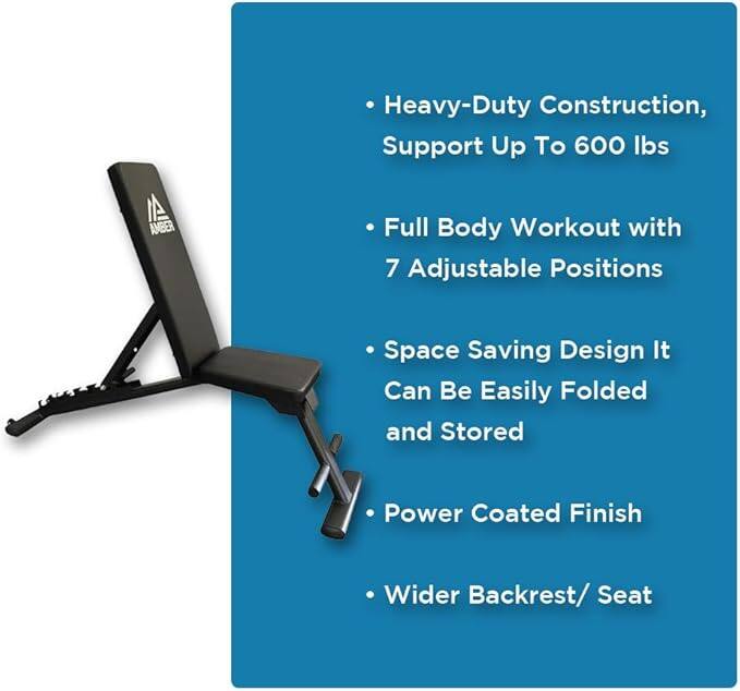 Amber Sporting Goods Adjustable Multi Purpose Weight Bench – 7 ...