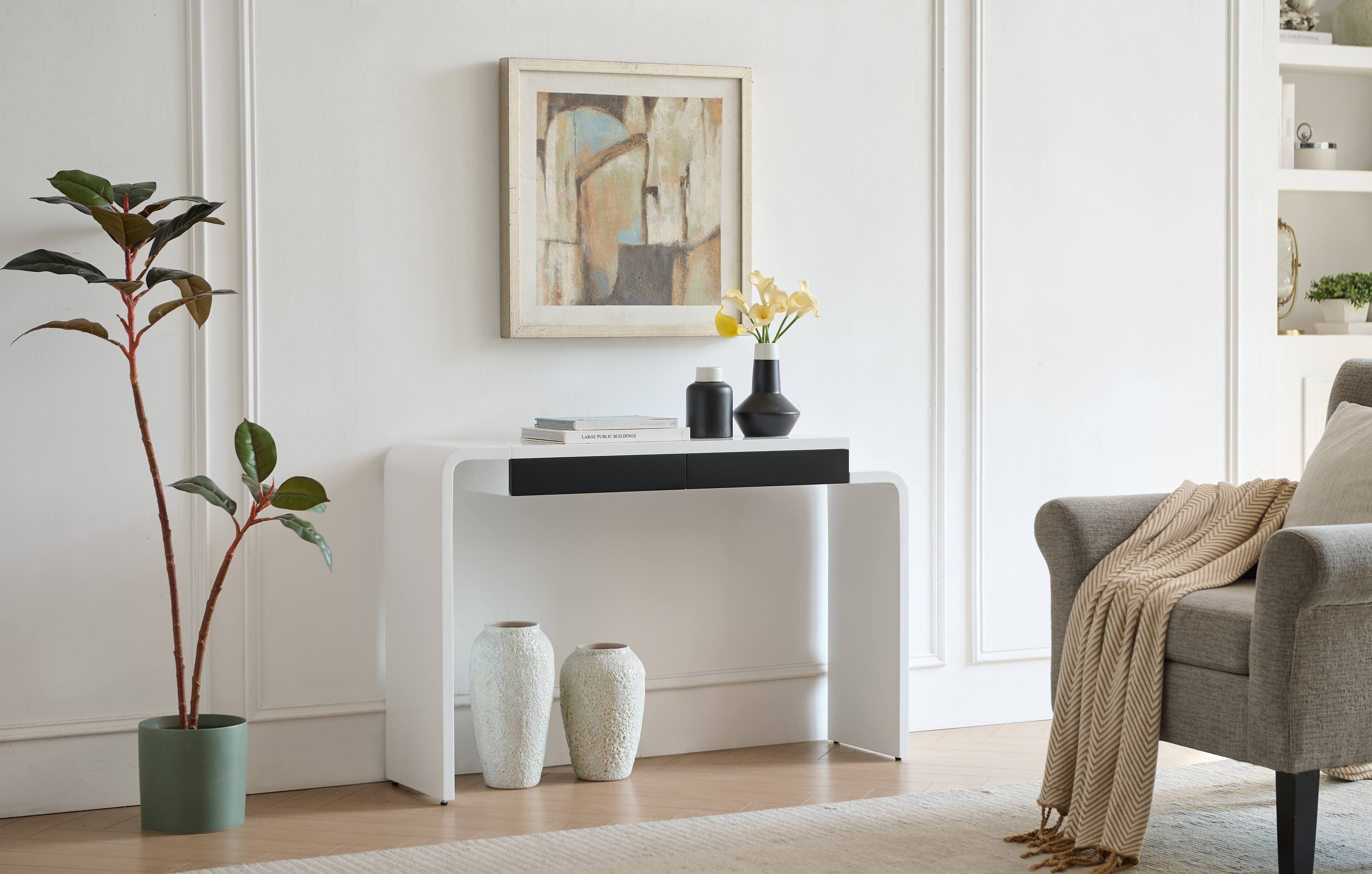 Kings Brand Furniture Yuma Wooden Rounded Silhouette Console Table ...