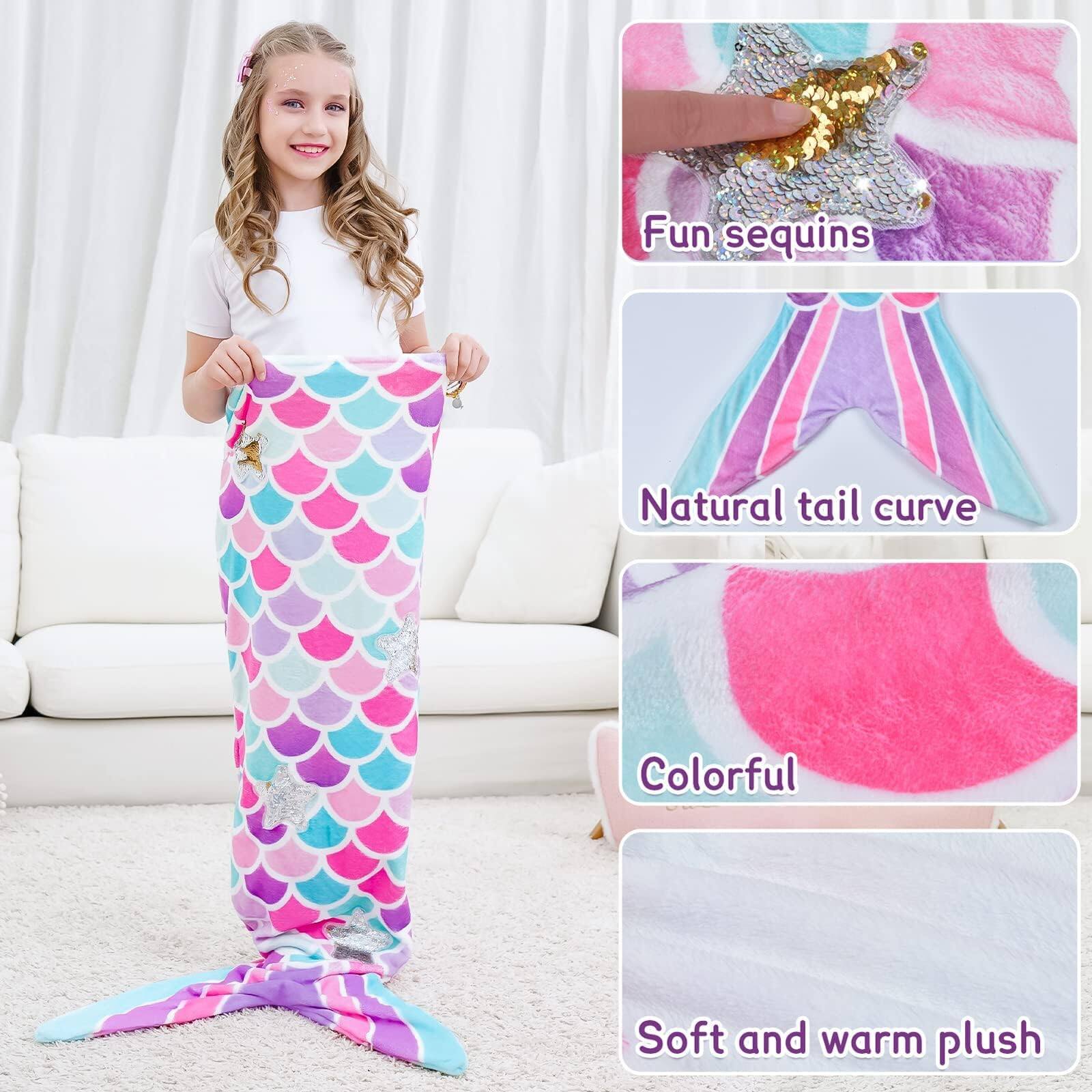 Pacoar Cade Mermaid Tail Blanket Soft Plush Wearable For Teens Cozy ...