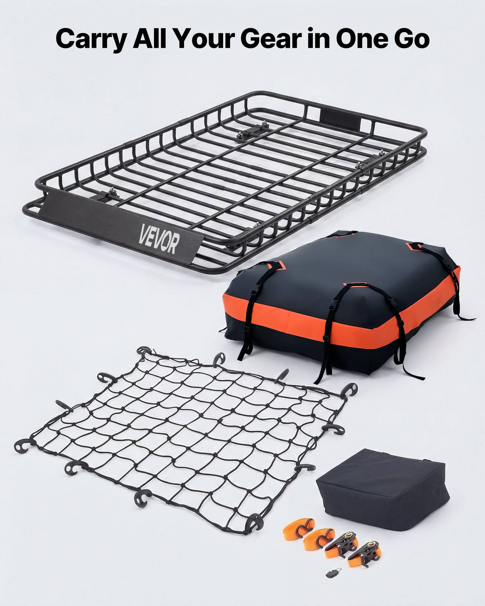 VEVOR Roof Rack Cargo Basket, 54 x 34 x 4 in, Heavy Duty Roof Top ...