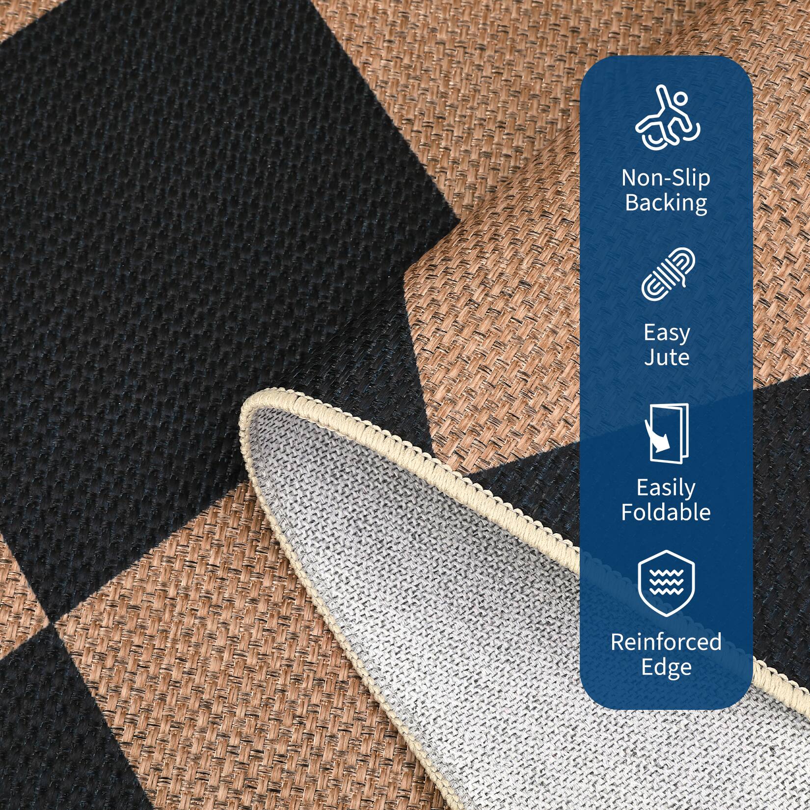 GARVEE Modern Geometric Diamond Grid Area Rug Ultra Thin Machine ...