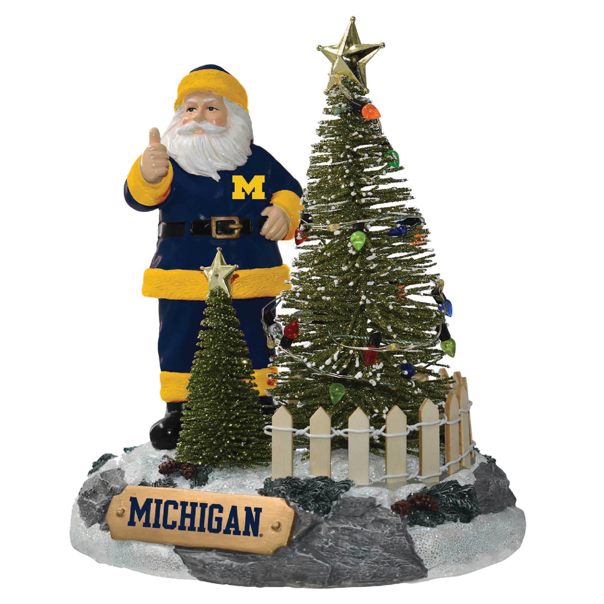 The Memory Company Michigan Wolverines Santa Figurine with LED Tree ...