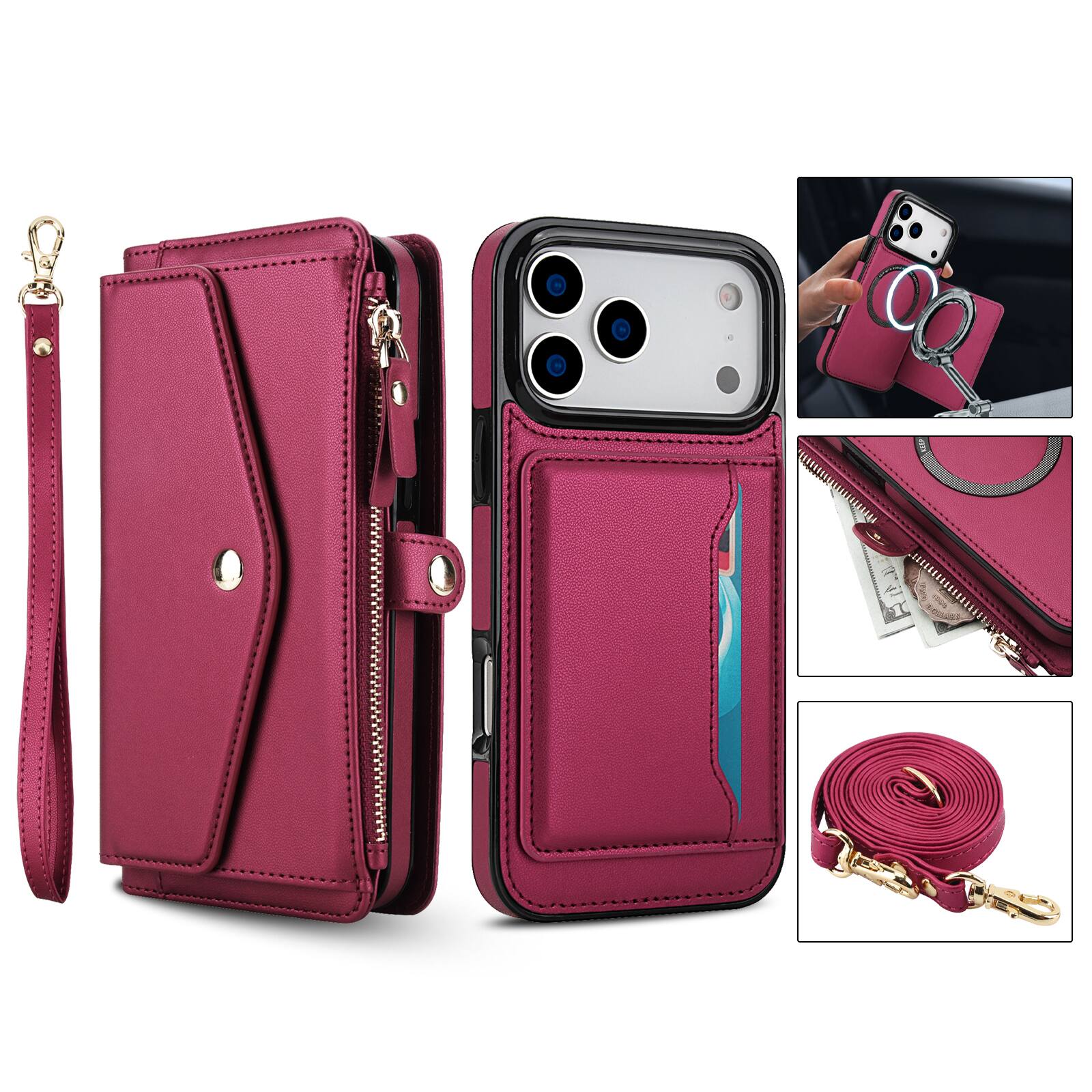 Dteck Crossbody RFID Blocking Zipper Wallet Card For iPhone 17 Pro ...