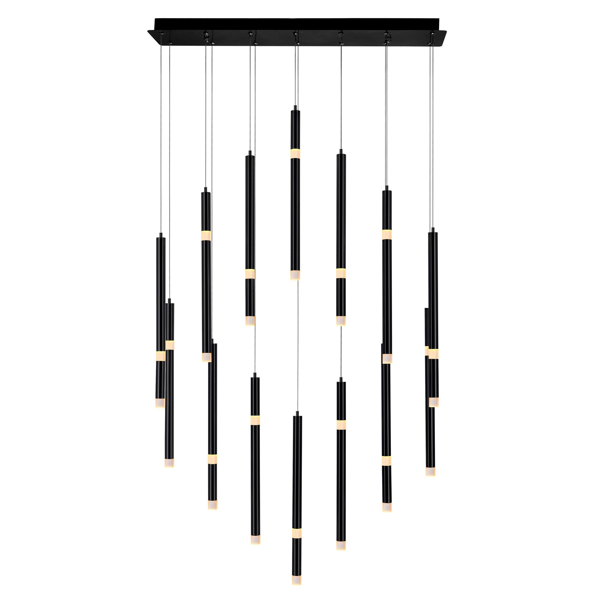 CWI Lighting Flute 14 Light LED Chandelier With Finish Black 1262P32-14 ...
